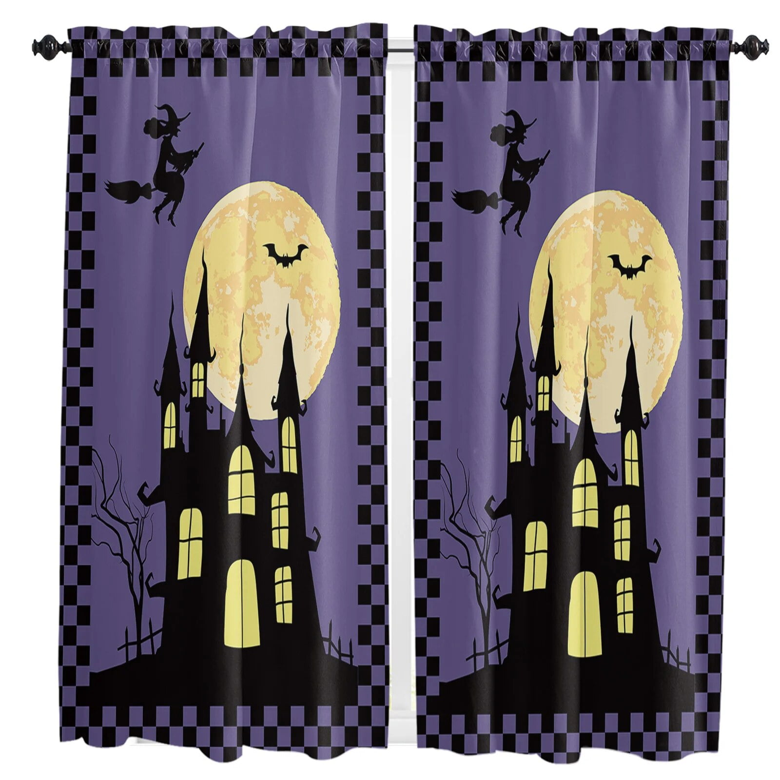 Halloween Theme Bat Purple Curtains For Living Room Kitchen Curtain ...