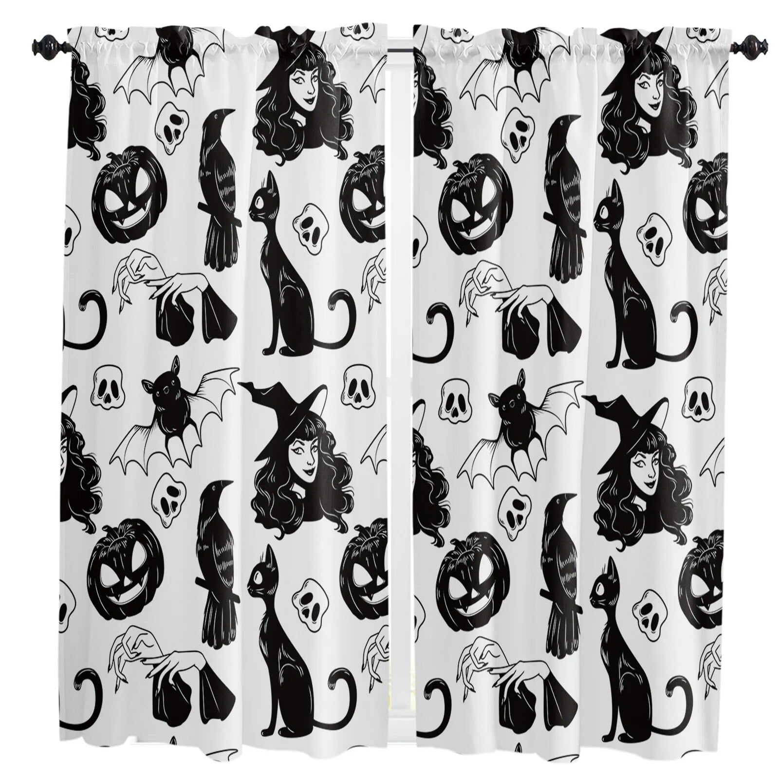 Halloween Theme Bat Purple Curtains For Living Room Kitchen Curtain ...