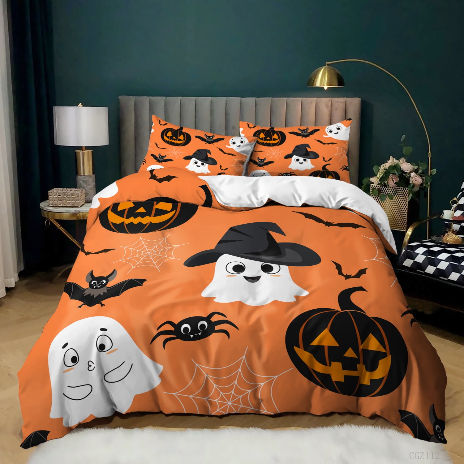 Halloween Theme Bedding Pumpkin Jack-O-Lantern Spider Bat 3D Printed ...