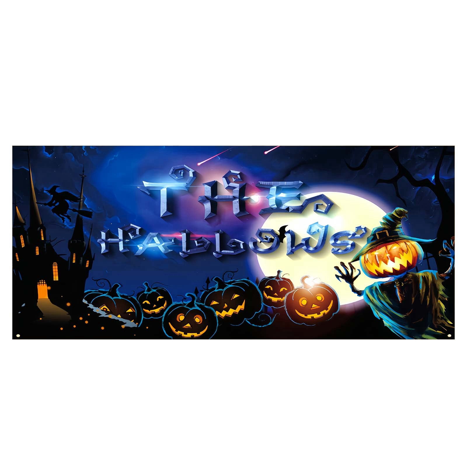Theme Fabric Logo Poster Banner Background Hanging Pumpkin Bat Moon ...