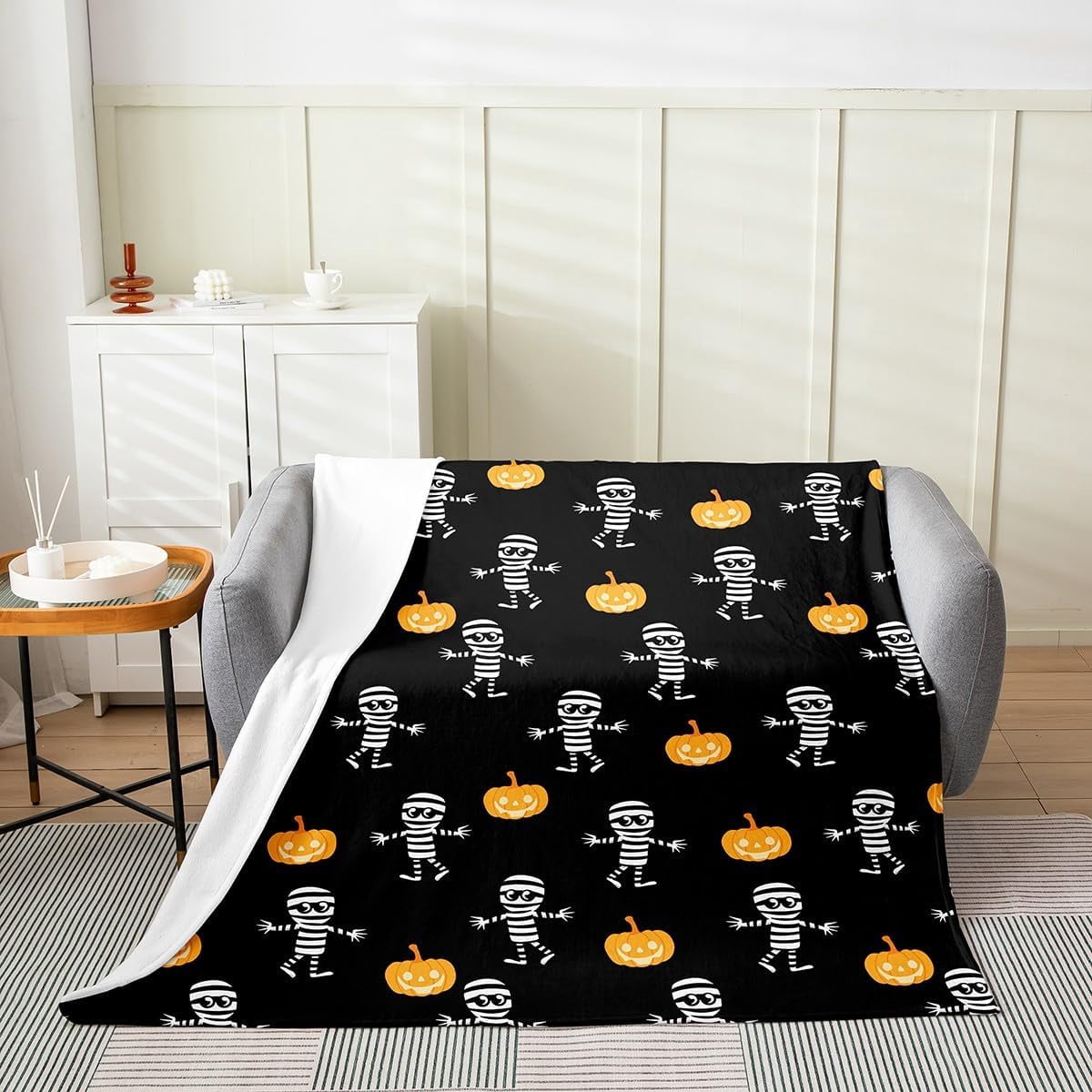 Halloween Theme Flannel Fleece Throw Blanket 40"x50" Kids Sugar Skull ...