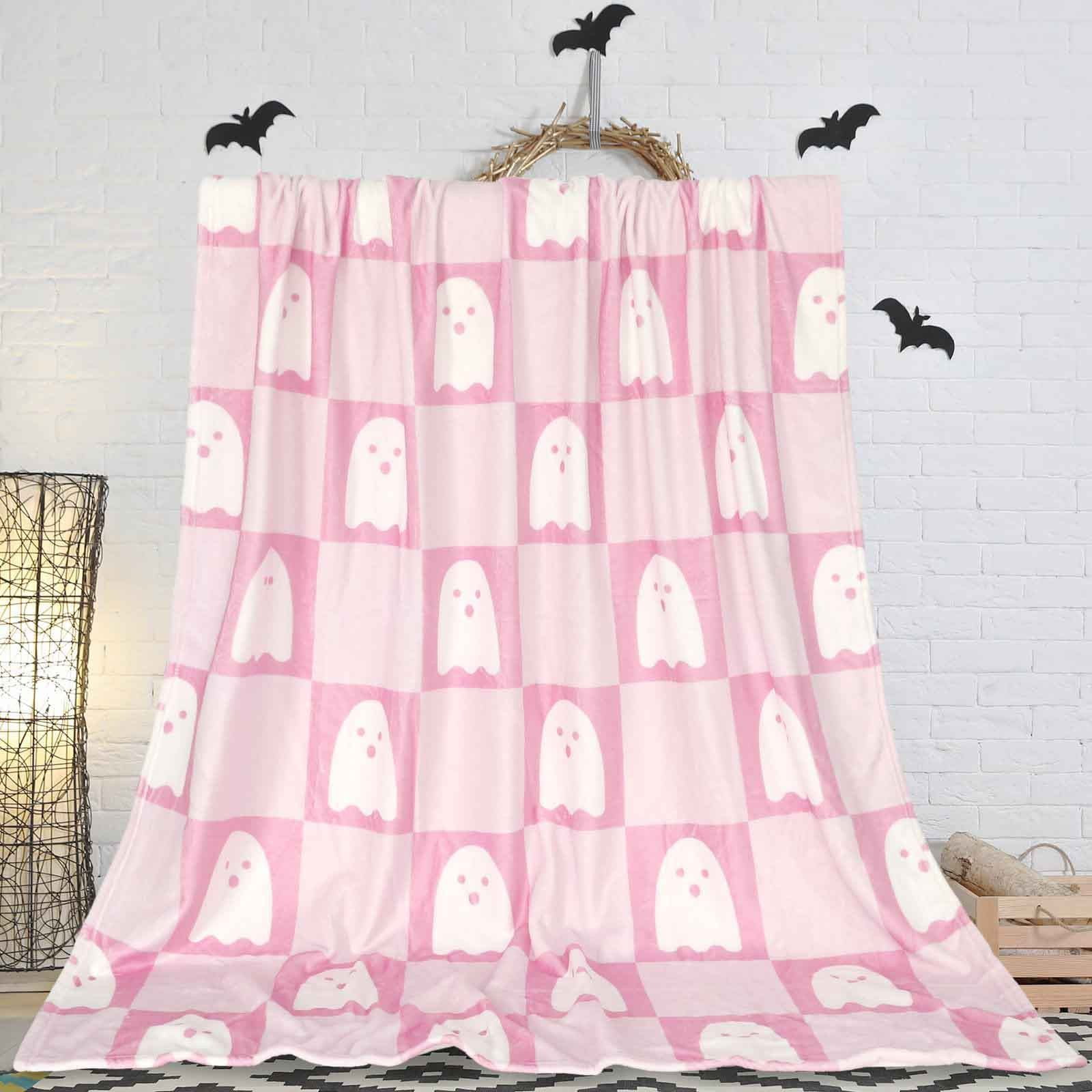 Halloween Theme Throw Blanket Happy Lantern Pumpkins with Candy Witch ...