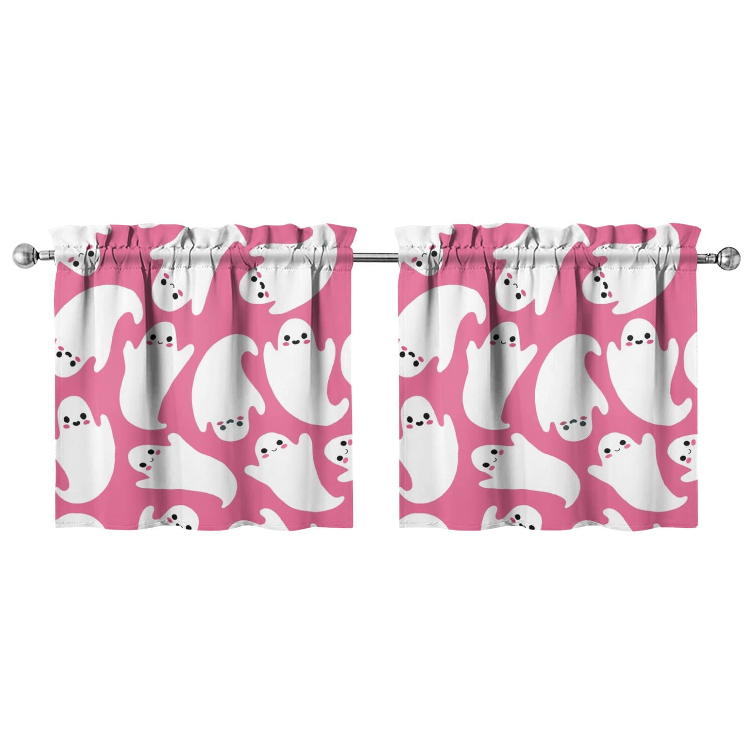Halloween Themed 2 Pack Kitchen Curtains Featuring Cobweb and Pumpkin ...