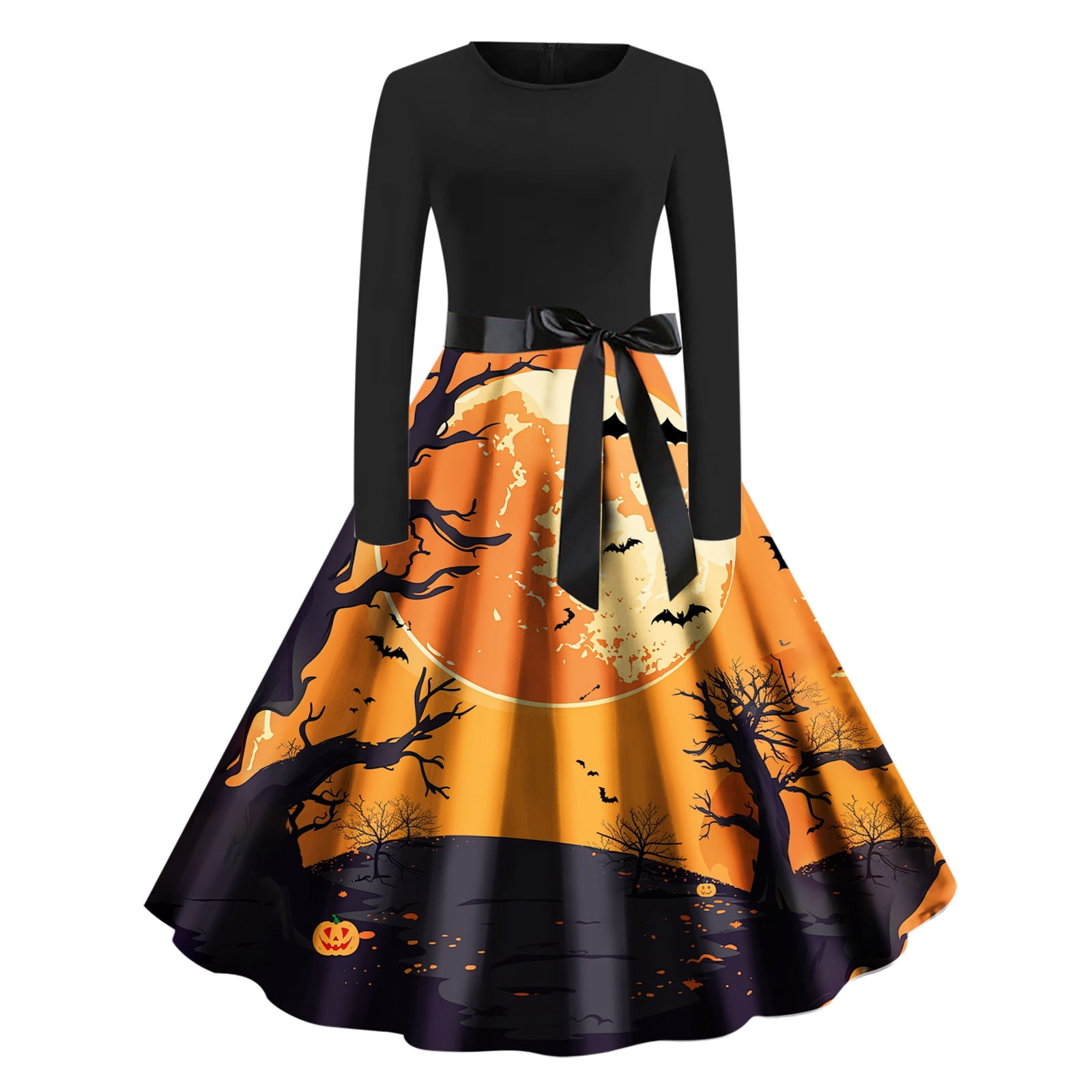 Halloween Themed Dresses for Women Long Sleeve A Line Maxi Dresses ...
