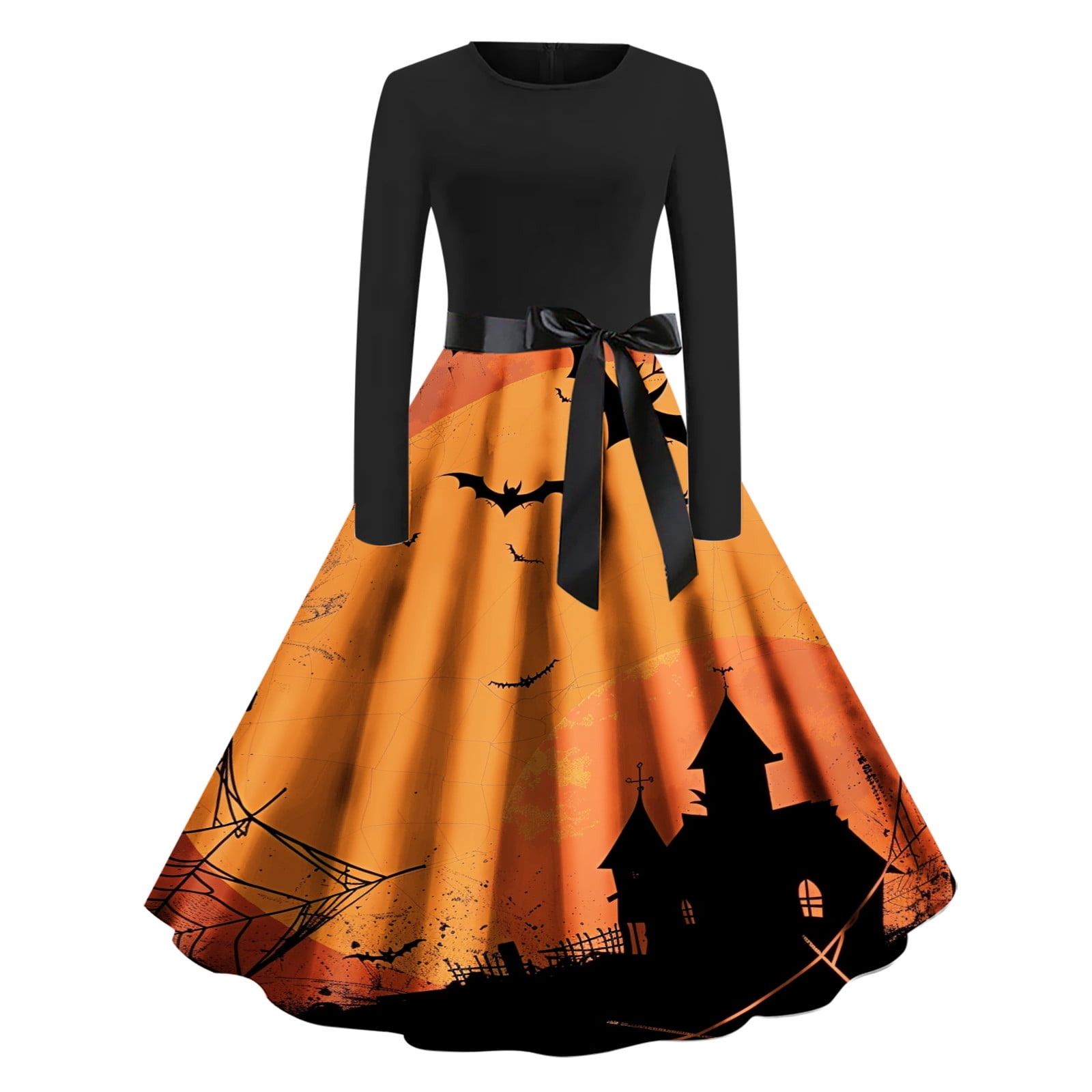 Halloween Themed Dresses for Women Long Sleeve A Line Maxi Dresses ...