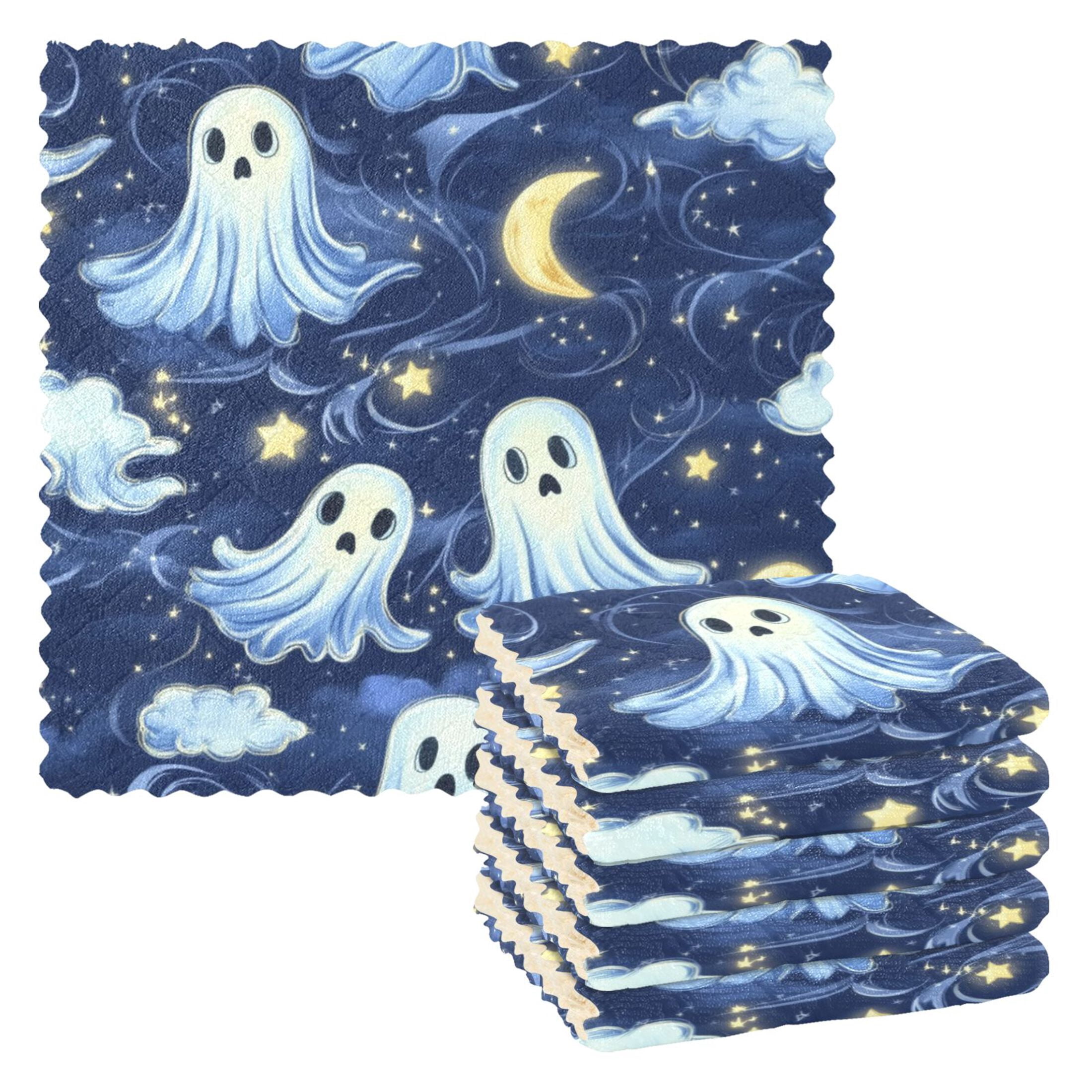Halloween Themed Ghost 6 Pack Kitchen Cleaning Cloths 11'' x 11 ...