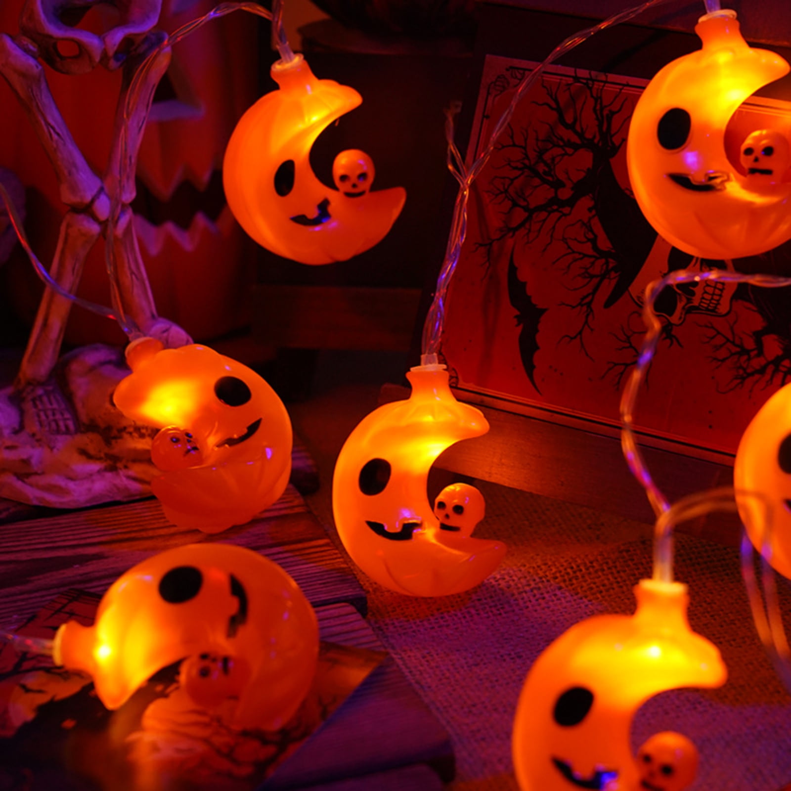 Halloween Themed LED String Lights with Ghost, Pumpkin & Skull Shapes ...