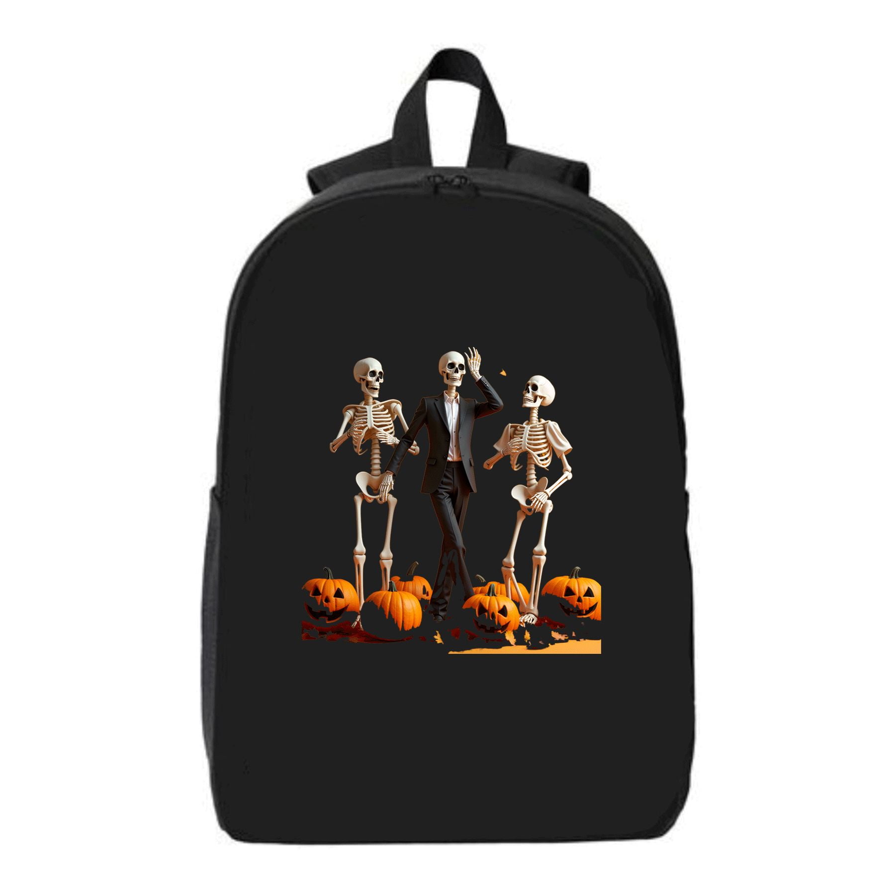 Halloween-Themed Laptop Backpack - Spooky Skeletons in Tuxedos & Carved ...