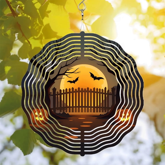 Halloween-Themed Metal Hanging Wind Spinners & Chimes - Circular Wave ...