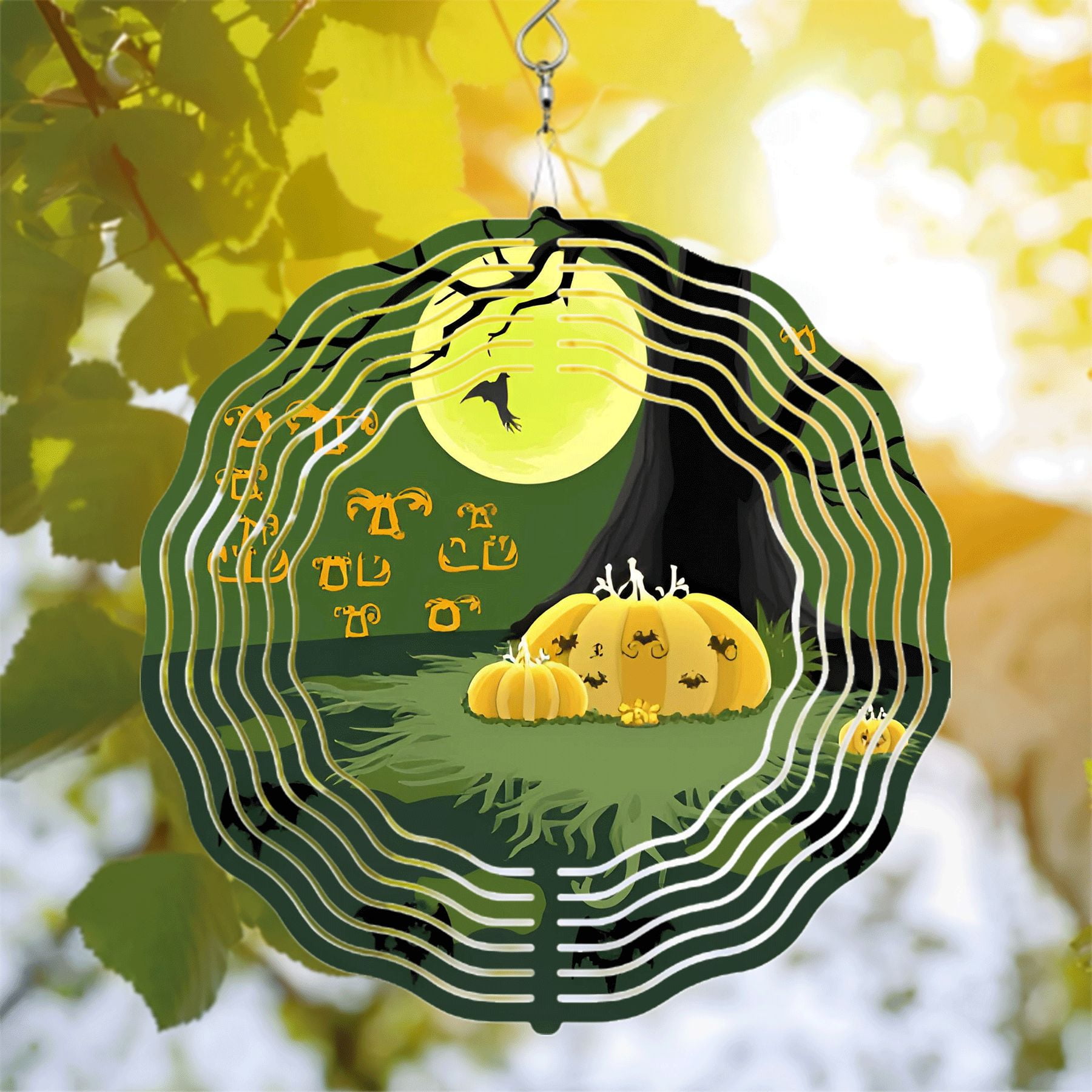 Halloween-Themed Metal Hanging Wind Spinners & Chimes - Spooky Pumpkin ...