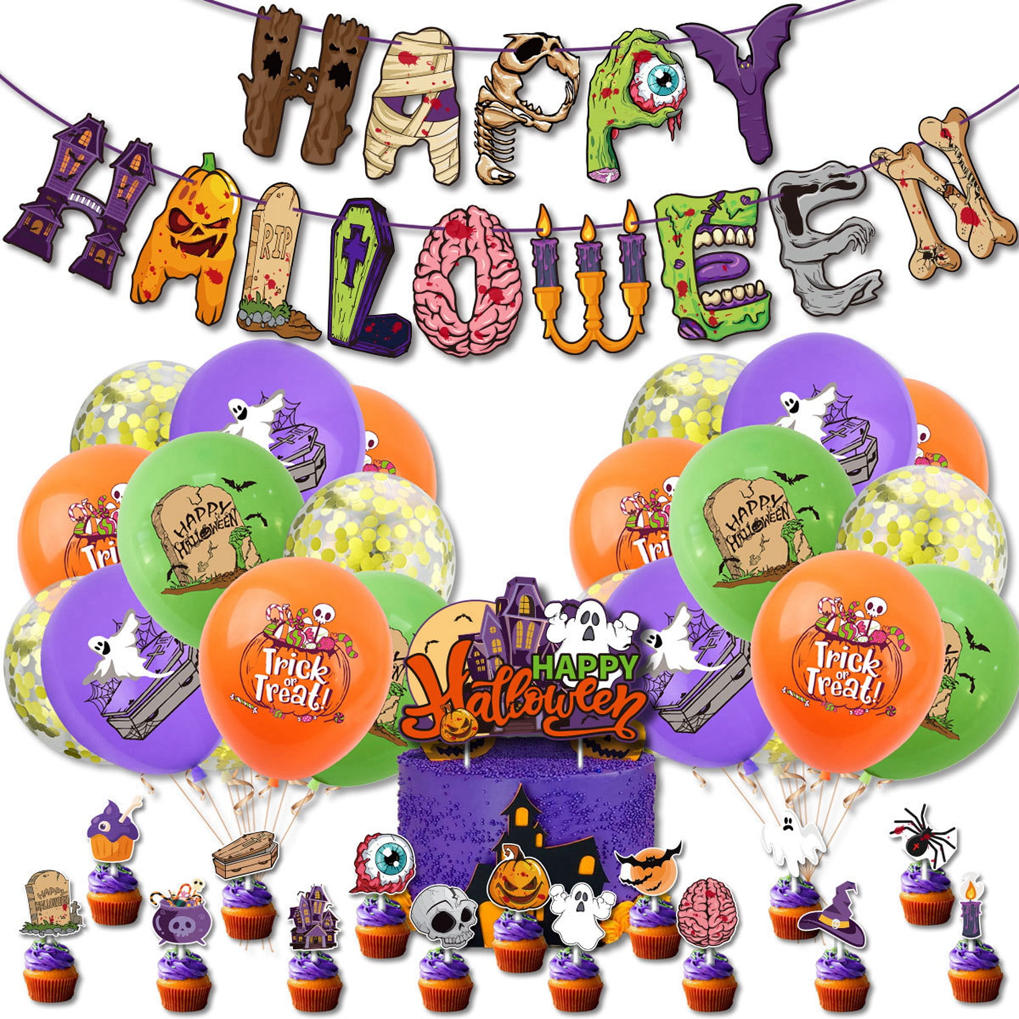 Halloween Themed Party Decorations Set, Card Ribbon Celebration Kit ...