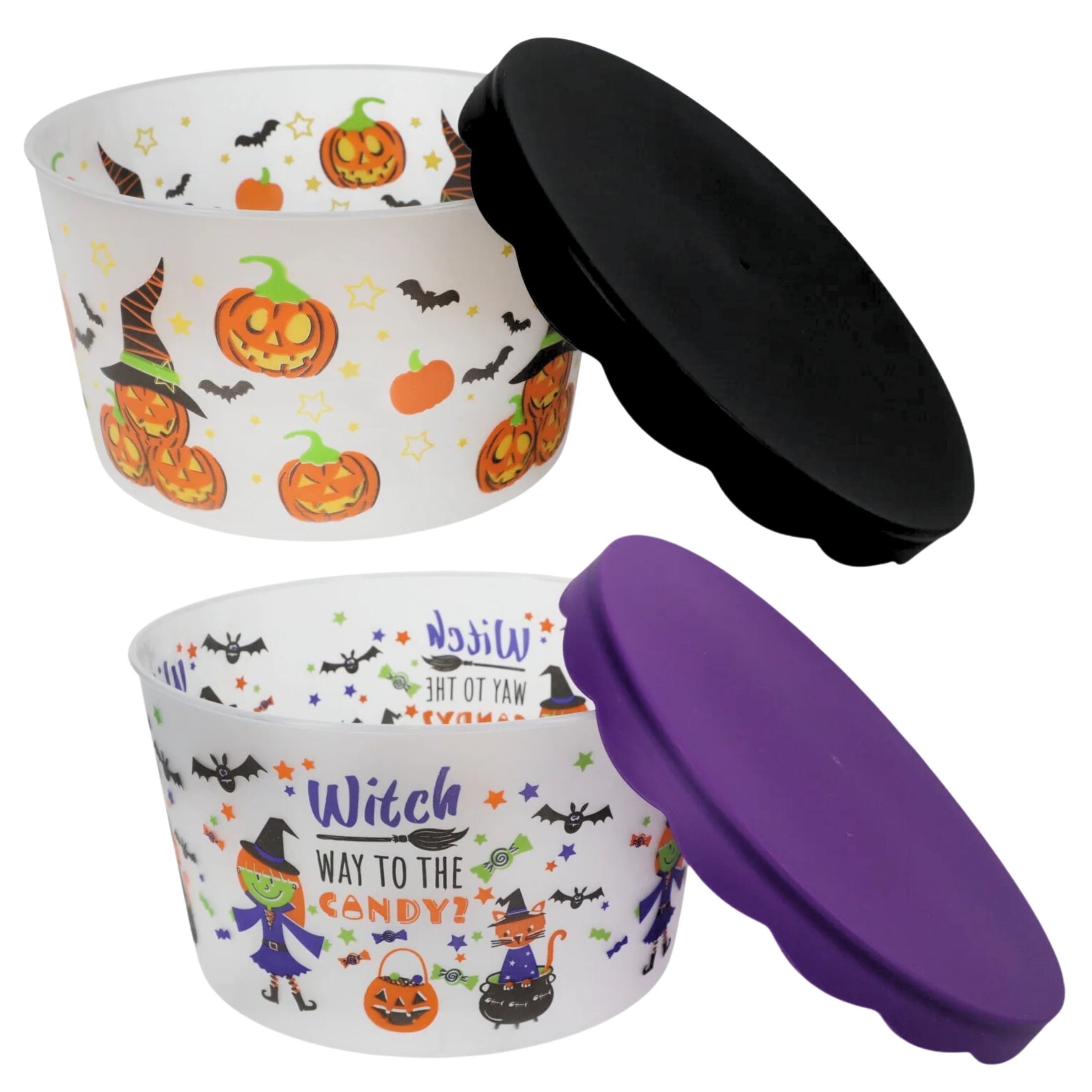 Halloween Themed Round Plastic Containers with Lids (8x4.625) for ...