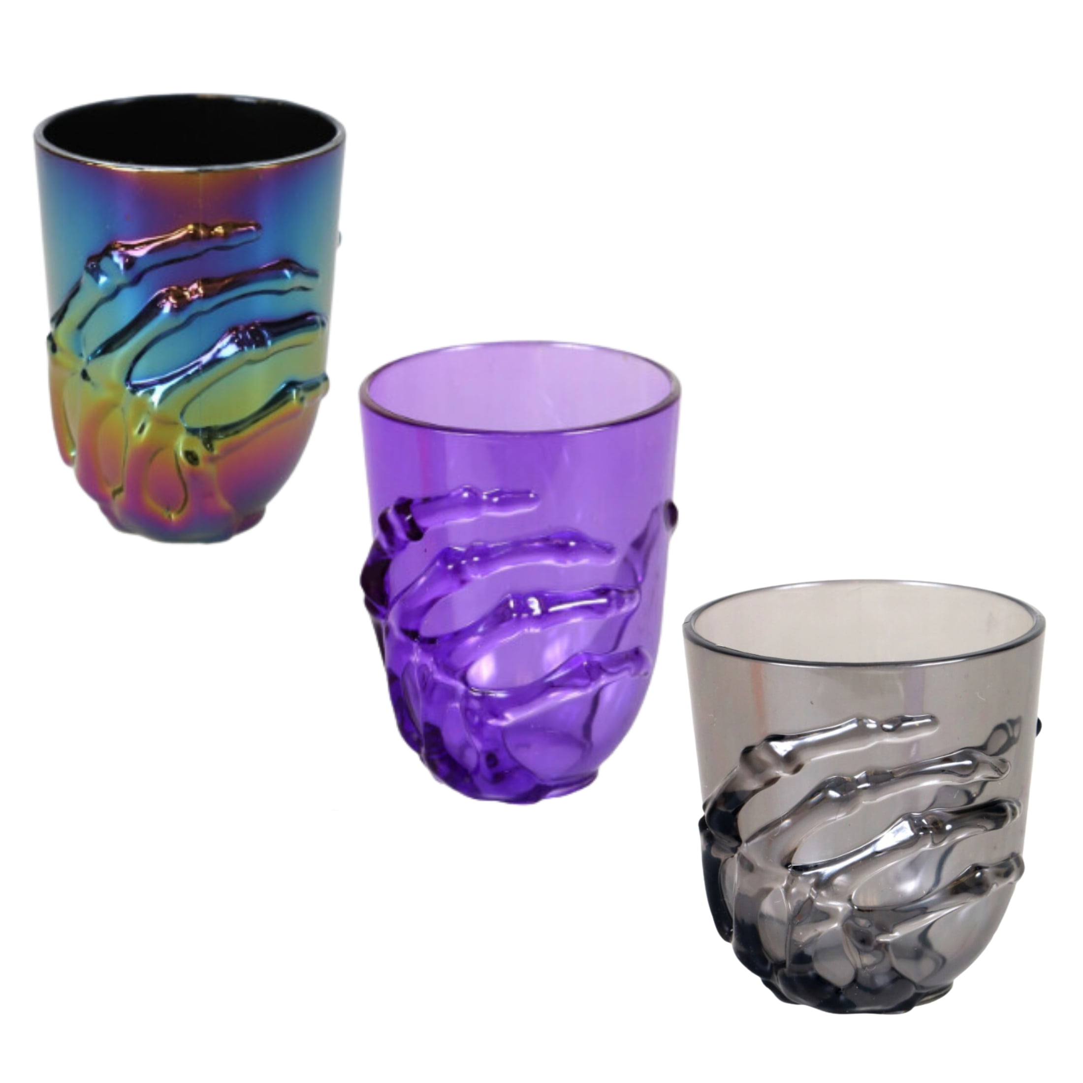 Halloween Themed Skeletal Hand Plastic Cups 2.2 Fl Oz Spooky Skeleton ...