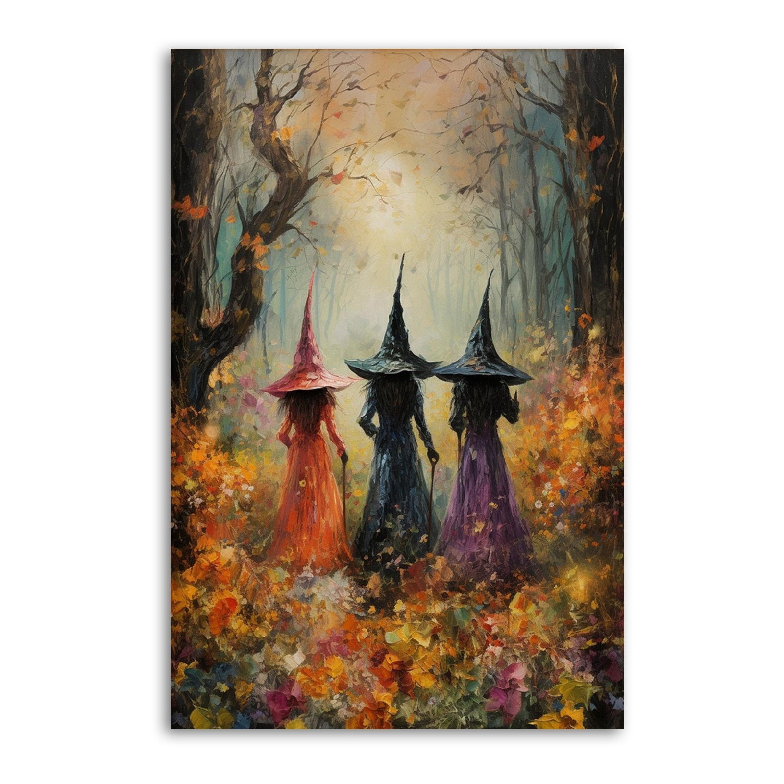 Halloween Three Witches In The Forest Vintage Posters Wall Art Painting ...