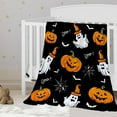 Halloween Throw Blanket Baby Blanket Small Black Spooky Pumpkin Ghost ...