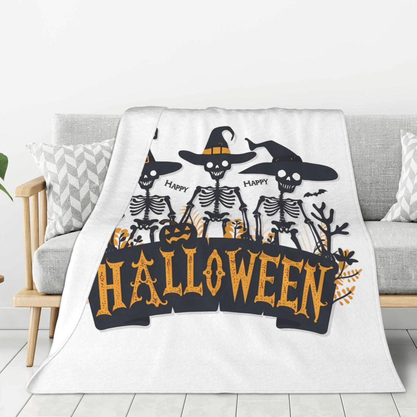 Halloween Throw Blanket for Couch Sofa and Bed Halloween Skeleton 3 ...