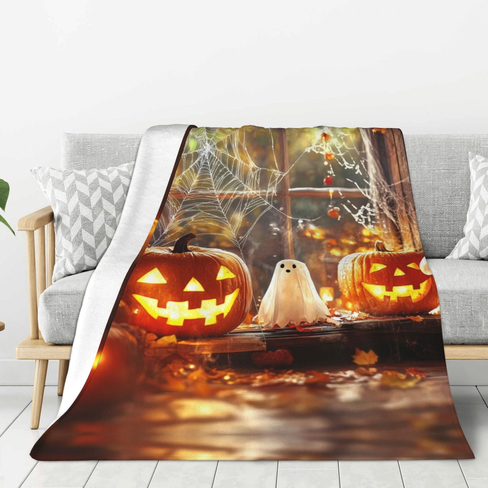 Halloween Throw Blanket for Couch Sofa and Bed Halloween Windowsill ...