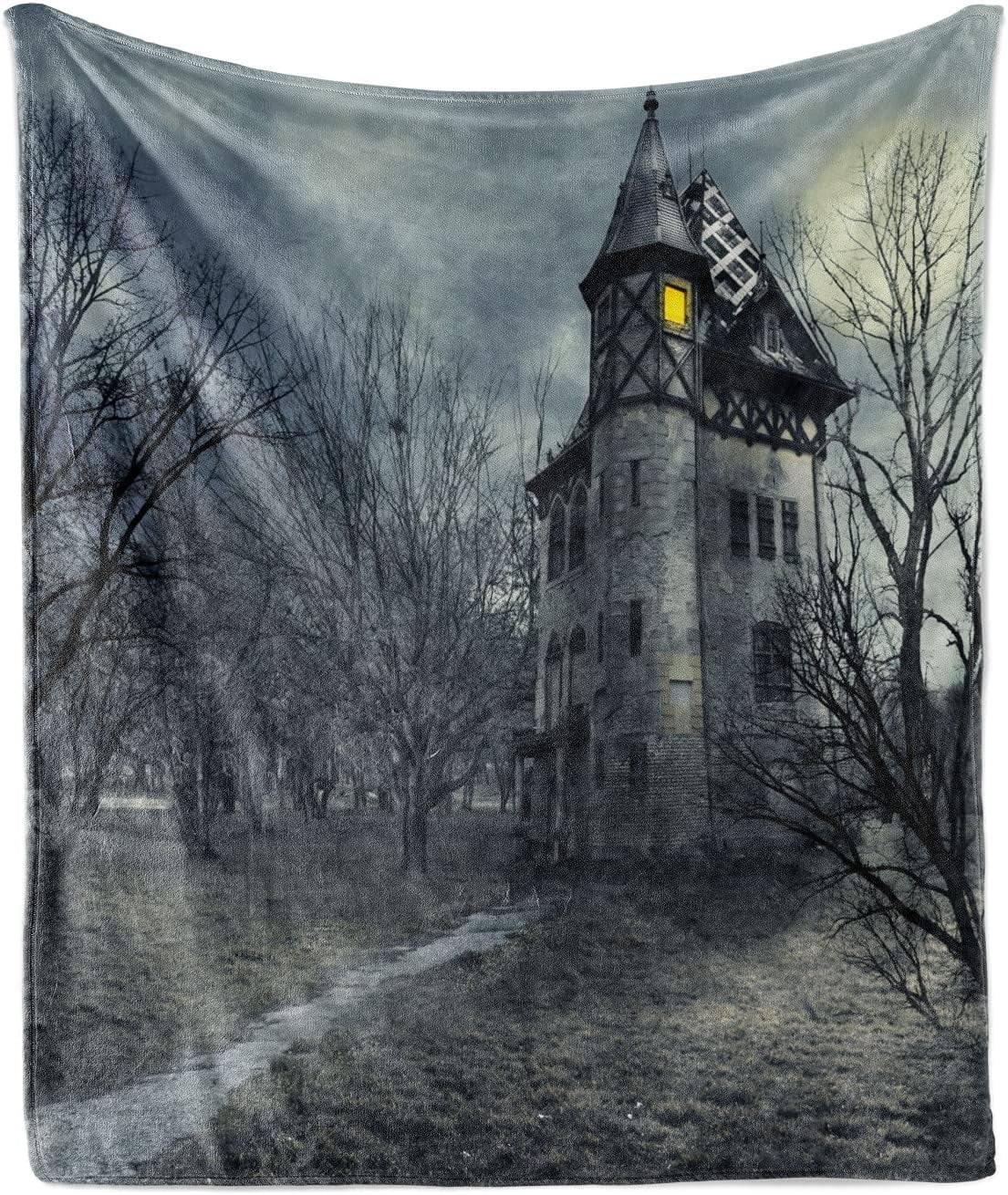Halloween Throw Blanket, Sketchy Spooky Tree Scary Design Objects and ...