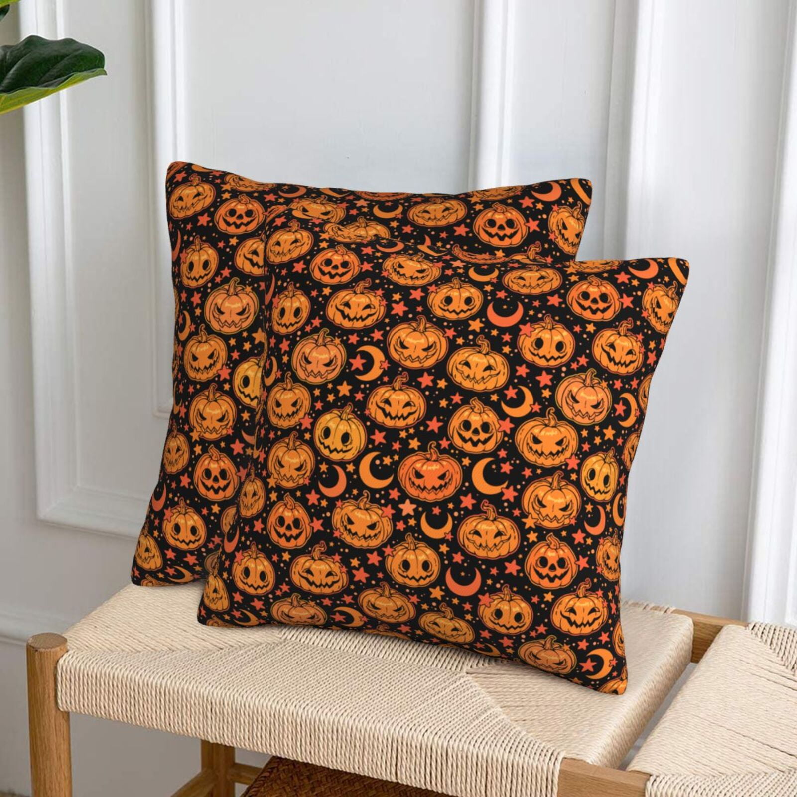 Halloween Throw Pillow Covers Set of 2, halloween pumpkin star ...