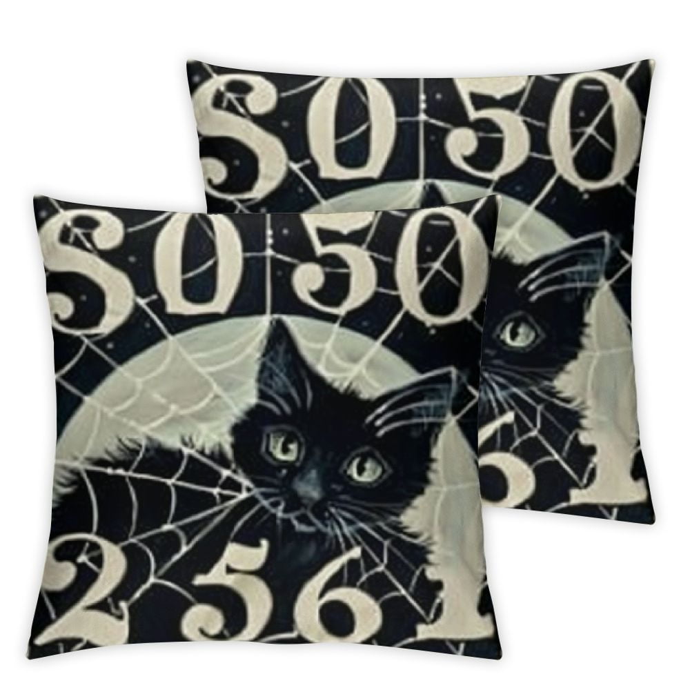 Halloween Throw Pillow Covers Skeleton Bats Black Cat Ghost Fall ...