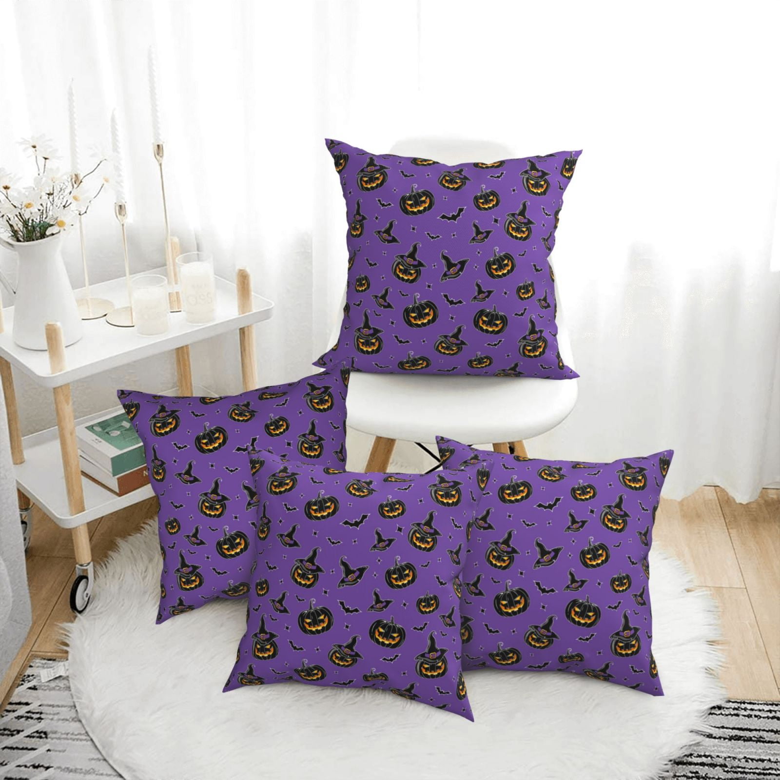 Halloween Throw Pillow Covers, bat pumpkin halloween Square Pillow ...