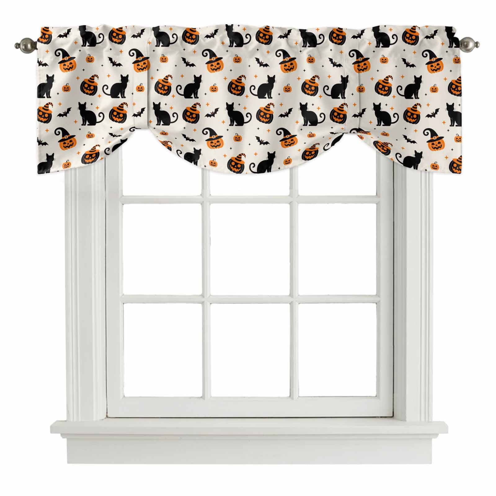 Halloween Tie Up Valance Curtains for Windows, Kitchen Curtains Window ...