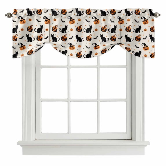 Halloween Tie Up Valance Curtains for Windows, Kitchen Curtains Window ...