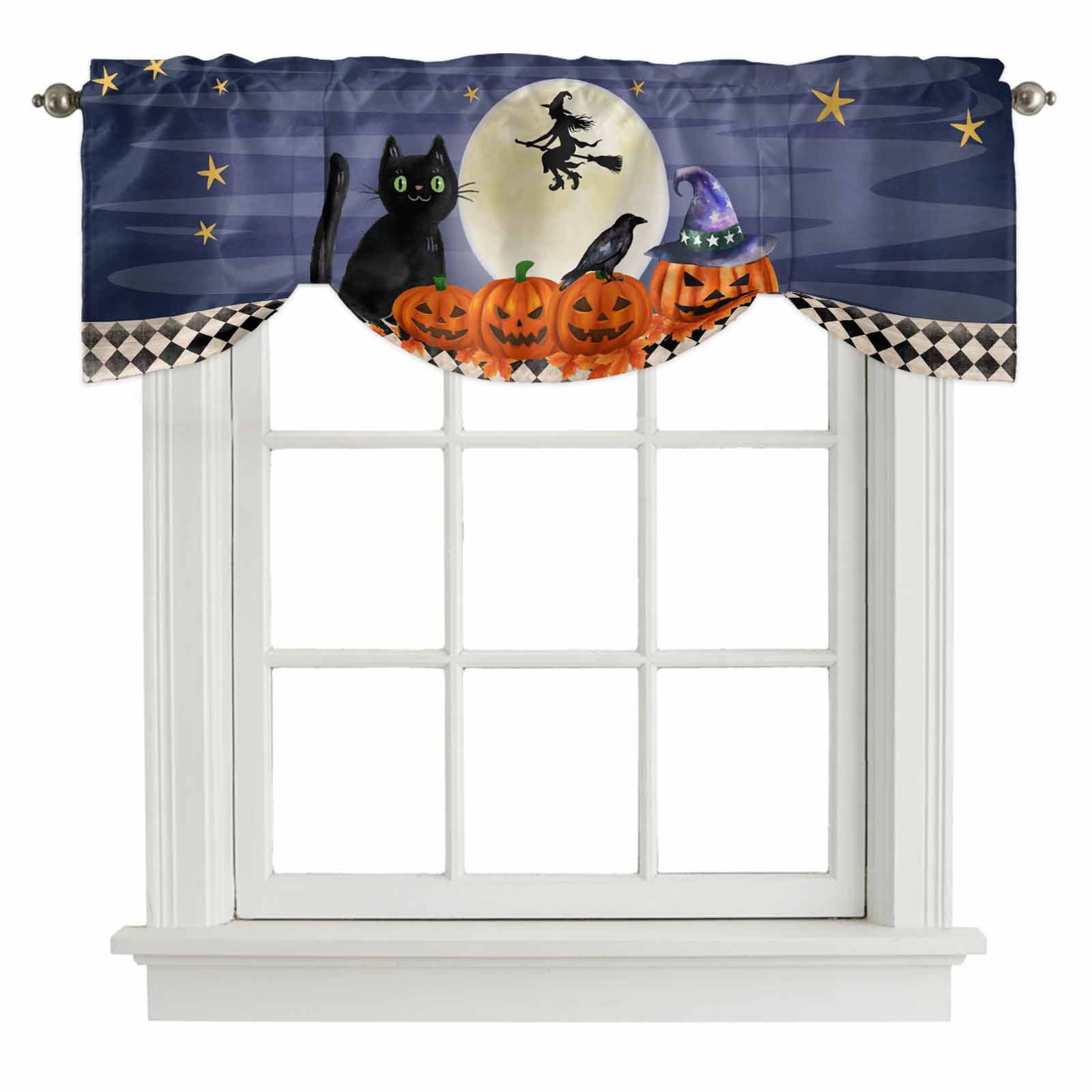 Halloween Tie Up Valance Curtains for Windows, Kitchen Curtains Window ...