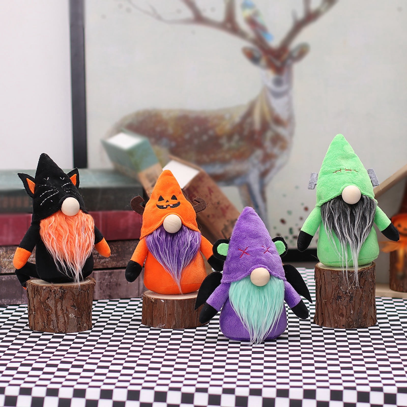 Halloween Tiered Tray Decor Gnomes Plush Home Sweet Home Decor Mini ...