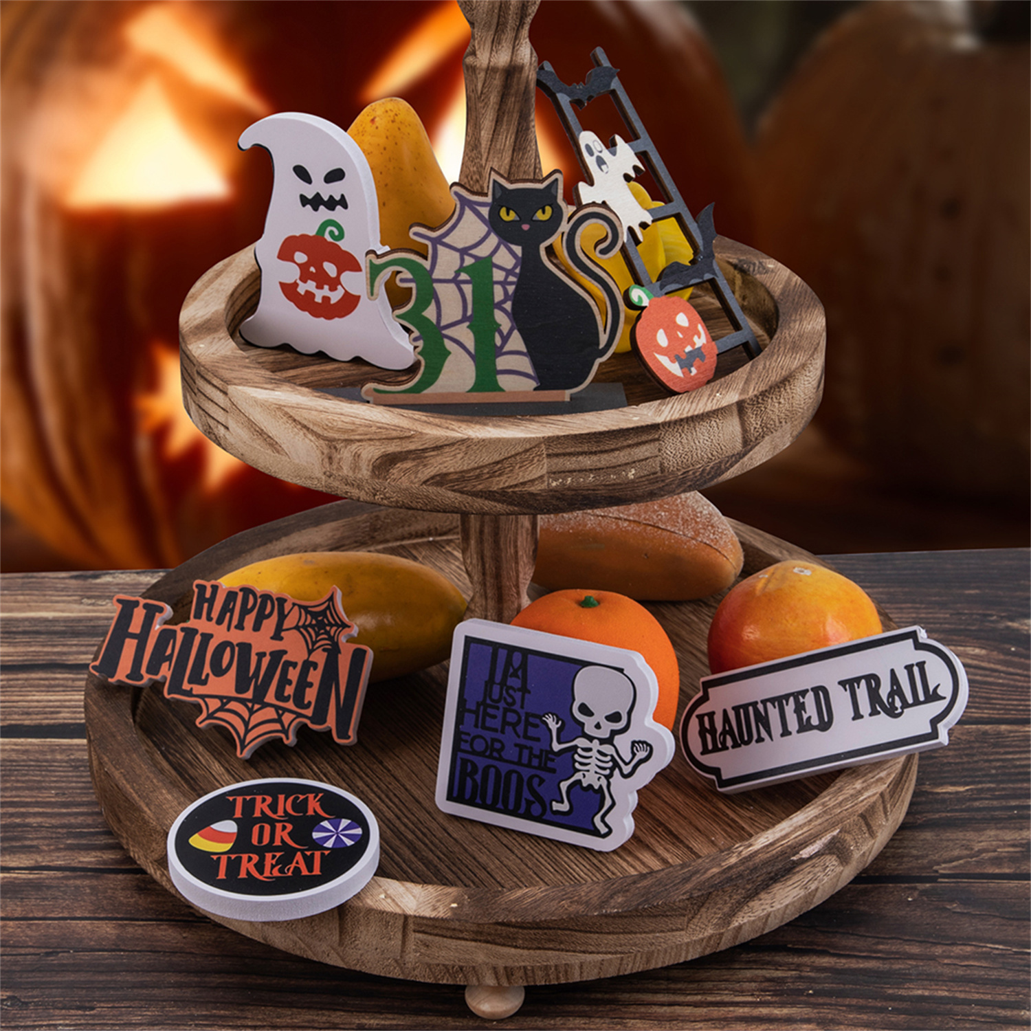 Halloween Tiered Tray Decorations, Halloween Decor, Happy Halloween ...