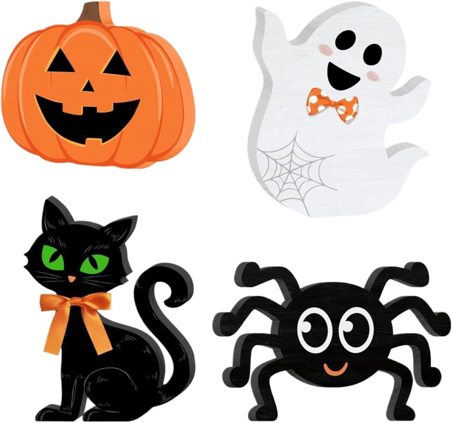Halloween Tiered Tray Decorations Set | Ghost Pumpkin Spider Signs ...