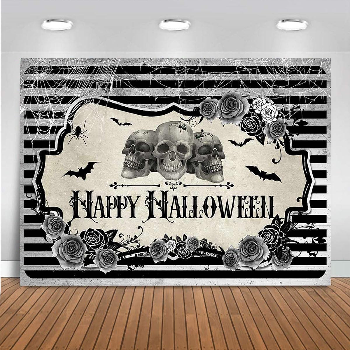 Halloween Till Death Do Us Part Backdrop Gothic Skull Bone Photography ...