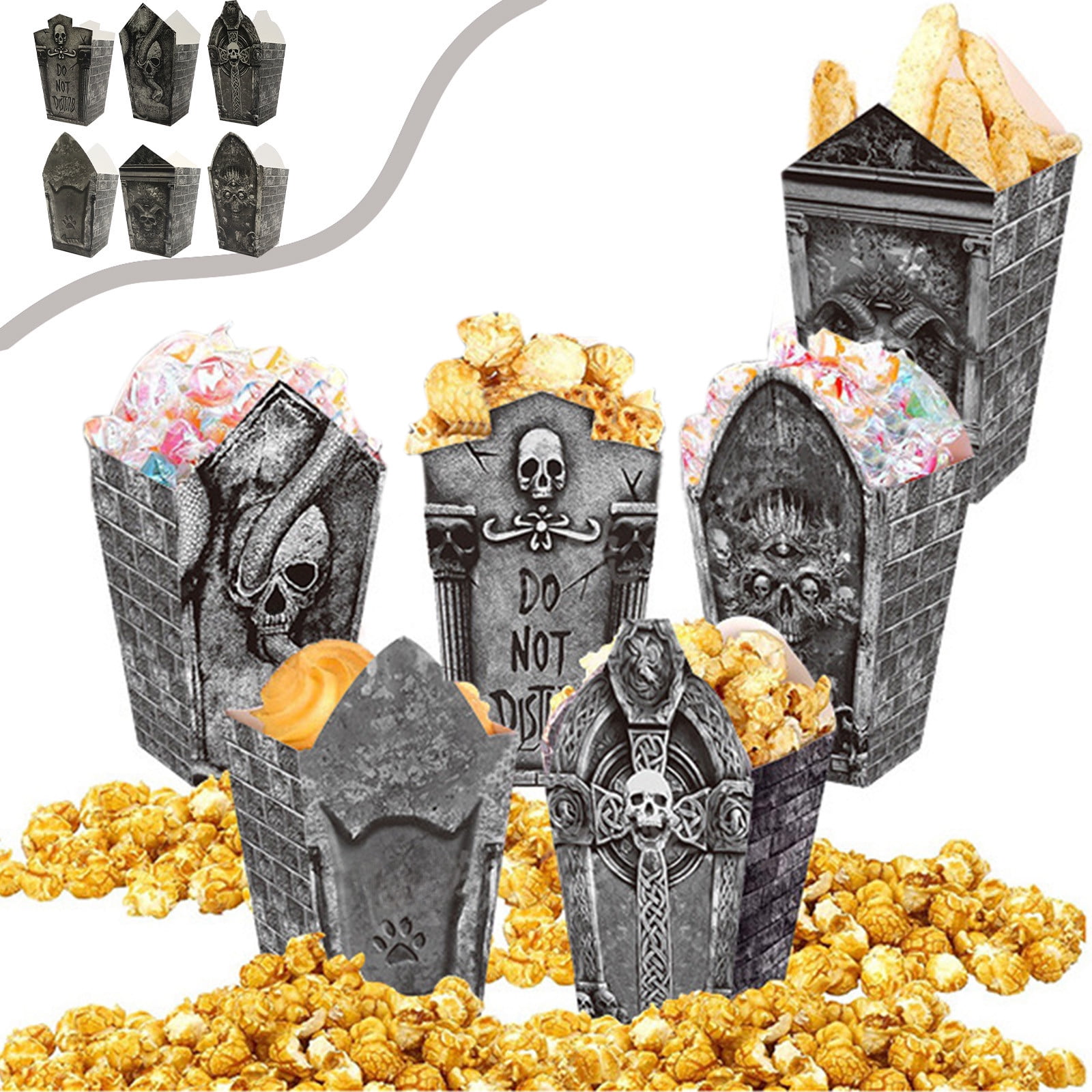 Halloween Tombstone Snack Box Set of 6 - Graveyard Popcorn Candy ...