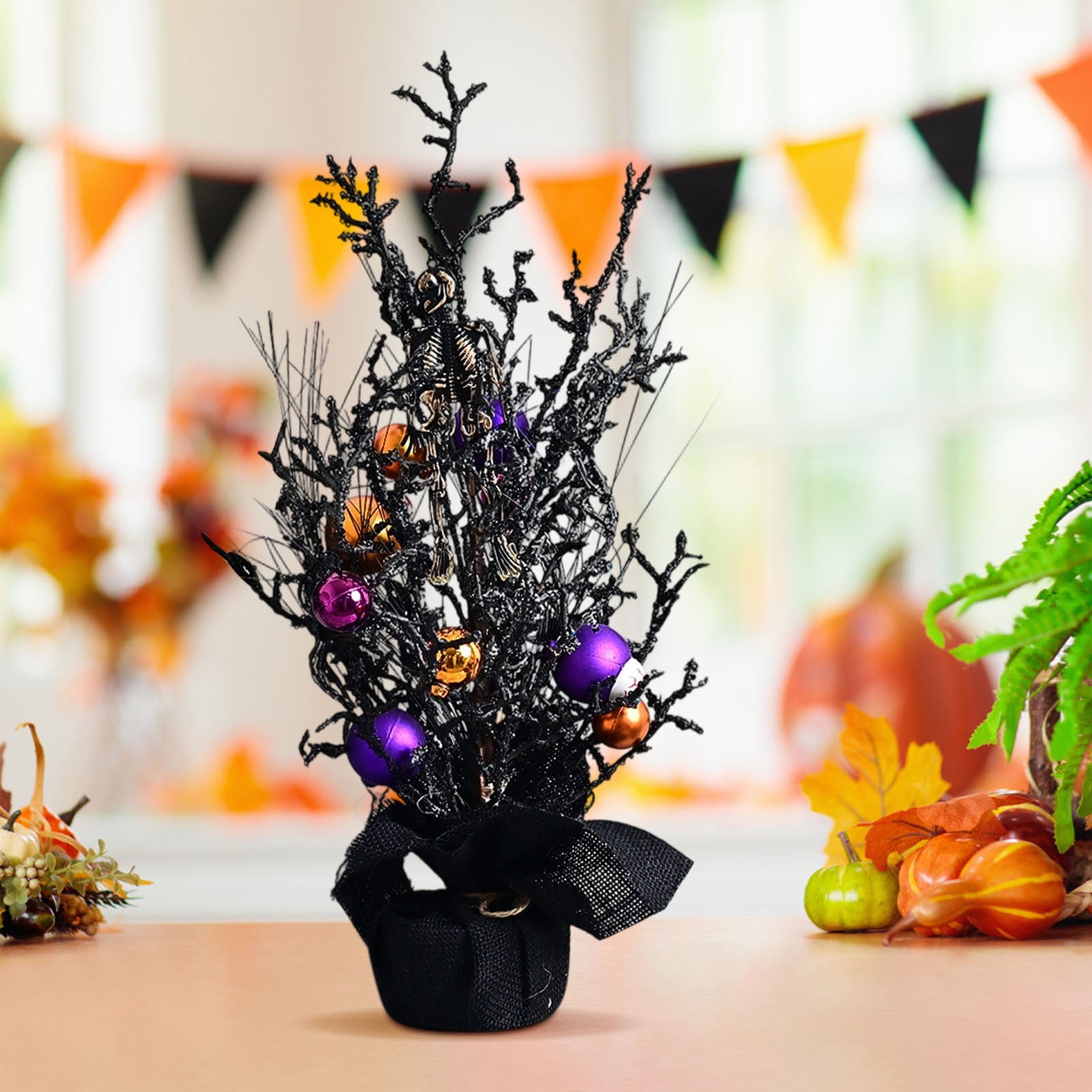 Halloween Tree Branches Decoration, 46cm Spooky Skeleton Wreath Stem ...