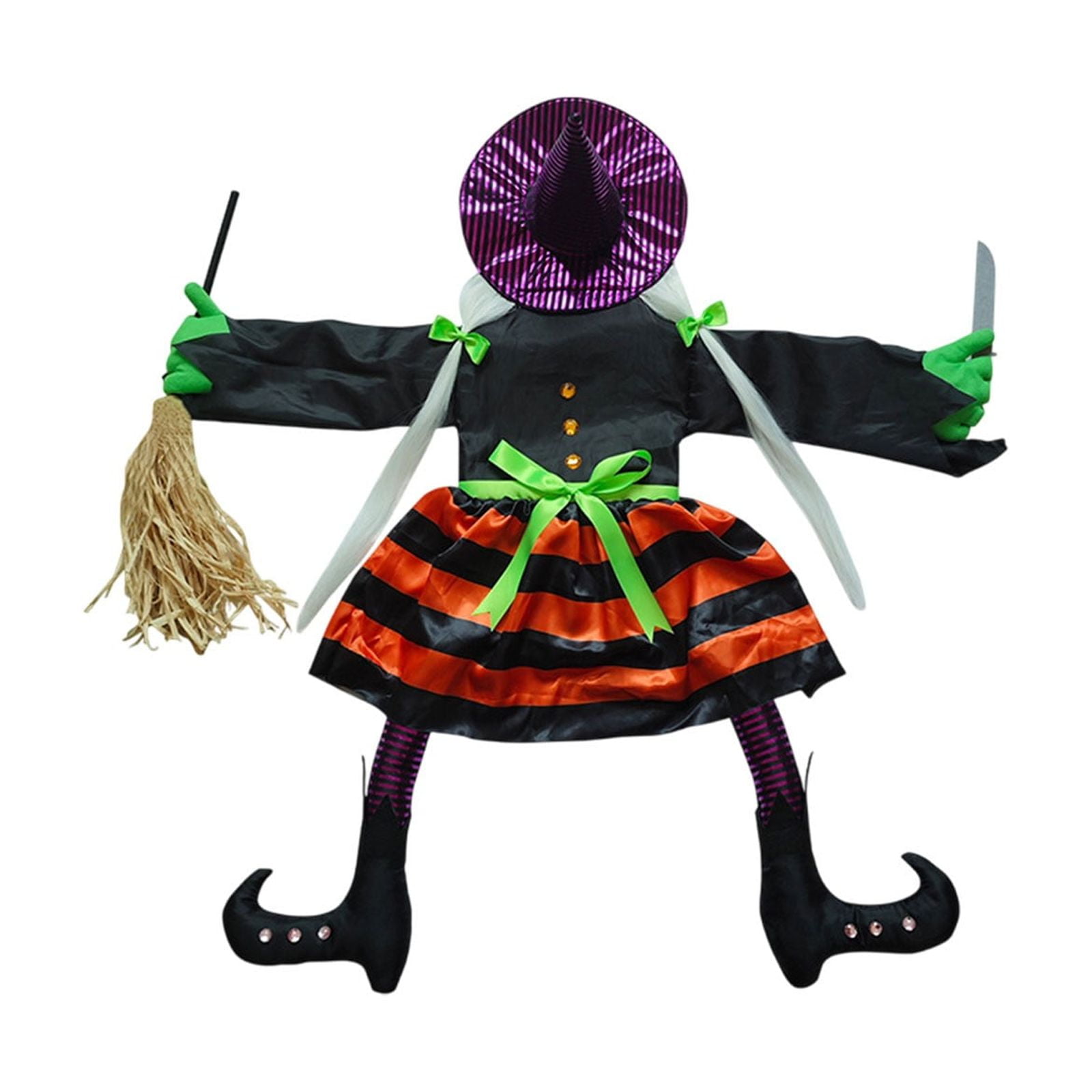 Halloween Tree Climbing Witch Brooms Holding Tree White Haired Witch ...