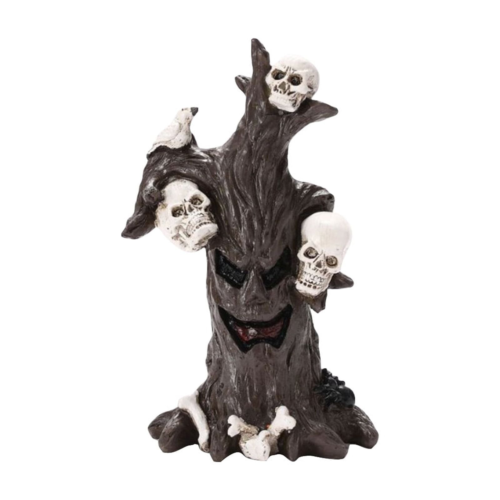Halloween Tree Figurine with Skulls and Bones, Spooky Resin Haunted ...