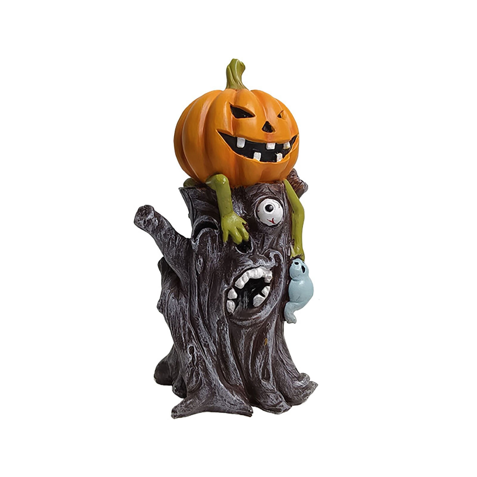 Halloween Tree Stump Statue Resin Halloween Decorations Pumpkin Garden ...