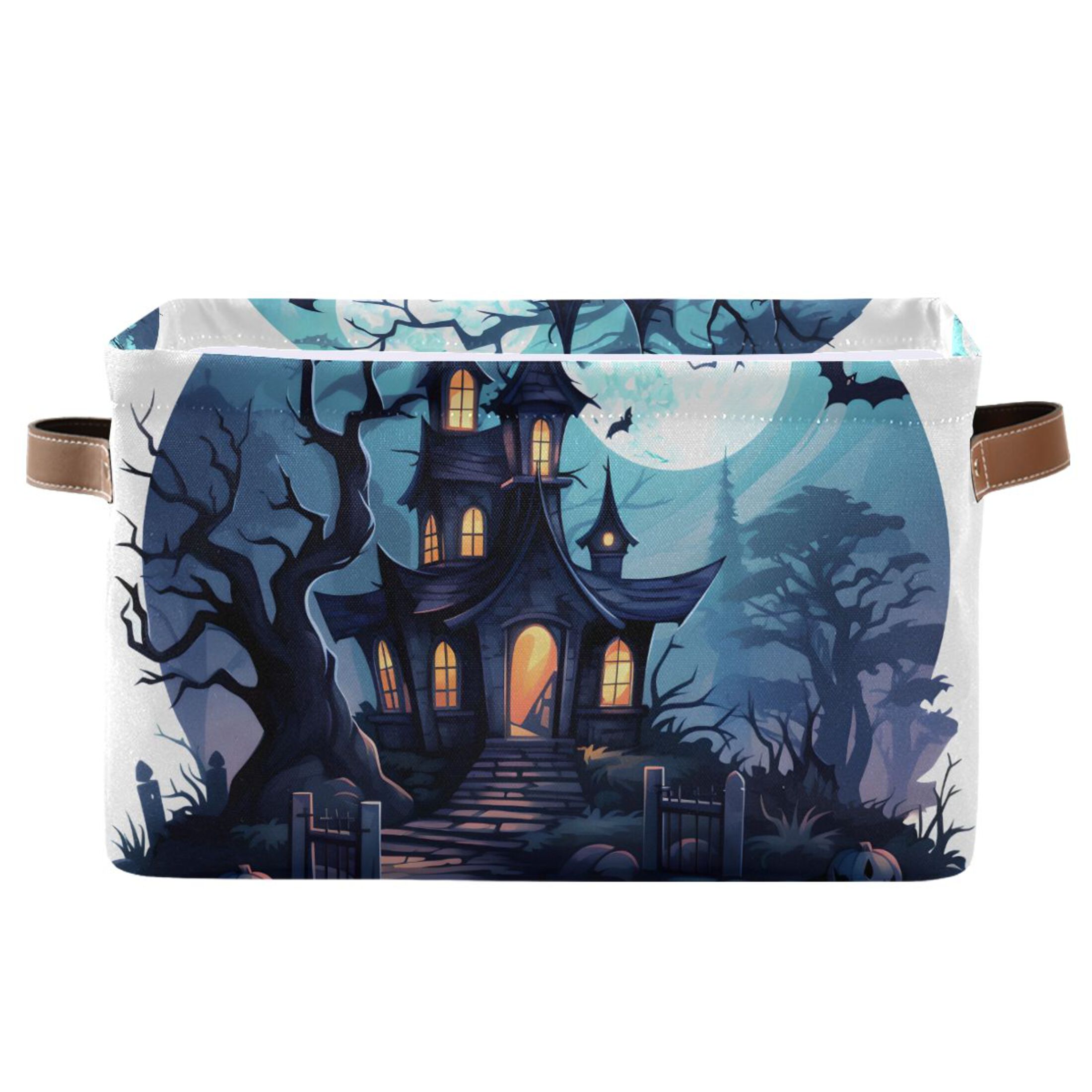 Halloween Trees and Bats Storage Basket Large Bin Laundry Boxes Toys ...