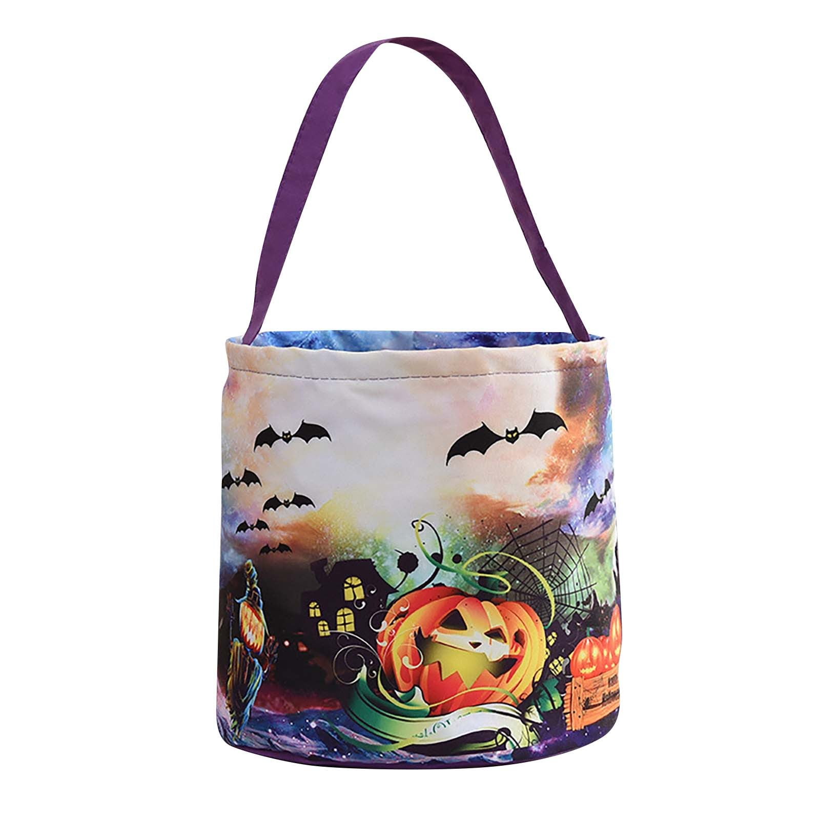 Halloween Trick or Treat Bag, Pumpkin Canvas Candy Tote Bucket ...