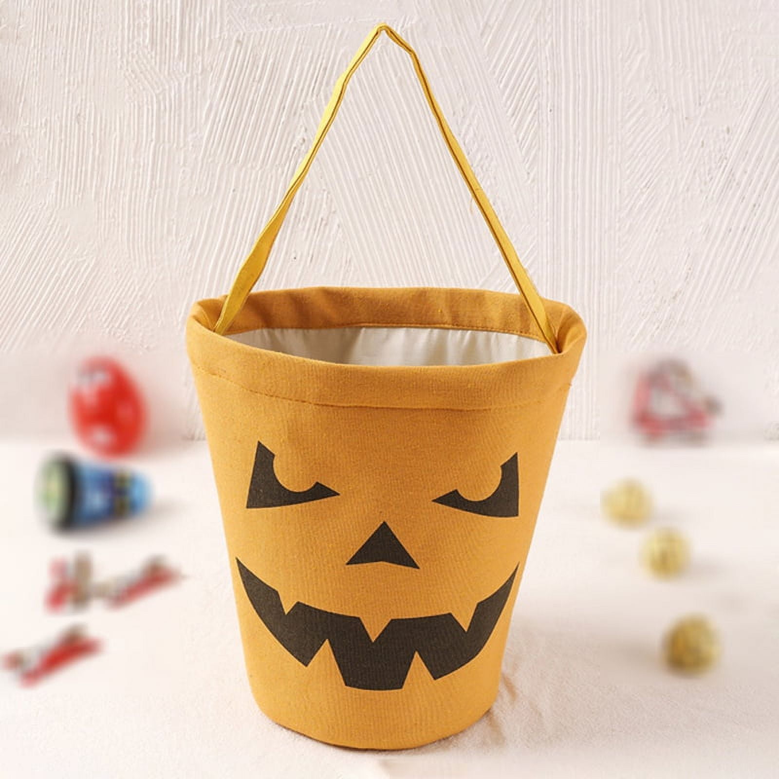 Halloween Trick or Treat Bag, Pumpkin Canvas Candy Tote Bucket ...