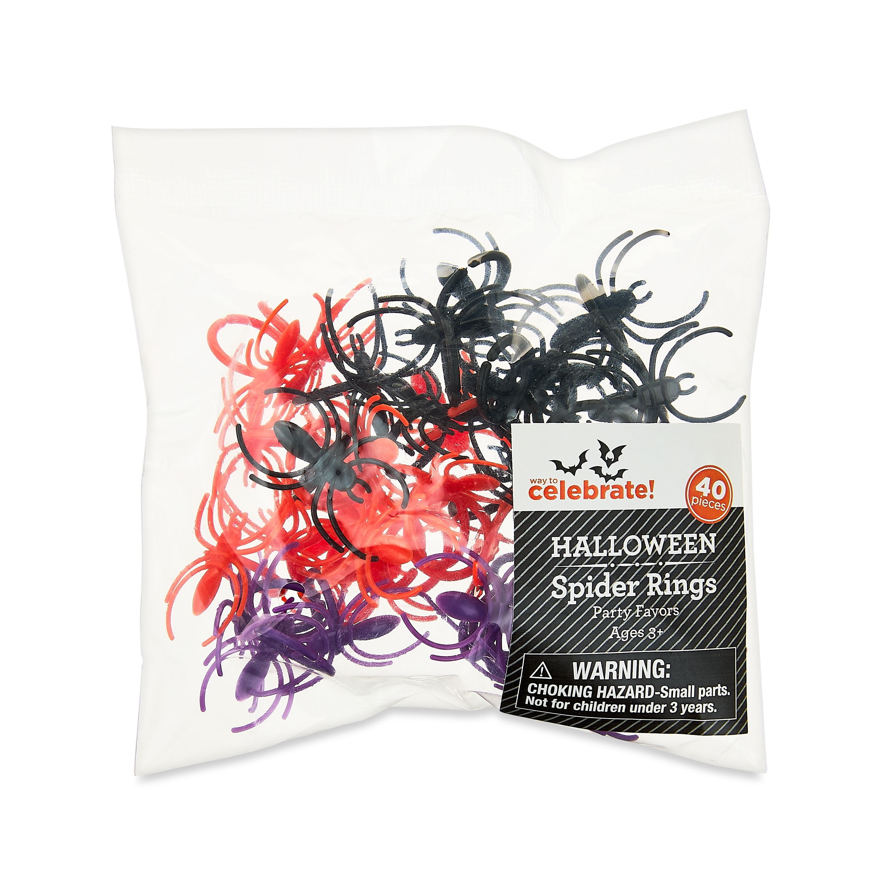 Halloween Trick or Treat Novelty Spider Rings Party Favor by Way to Celebrate 40 Count Black Orange and Purple Color Walmart