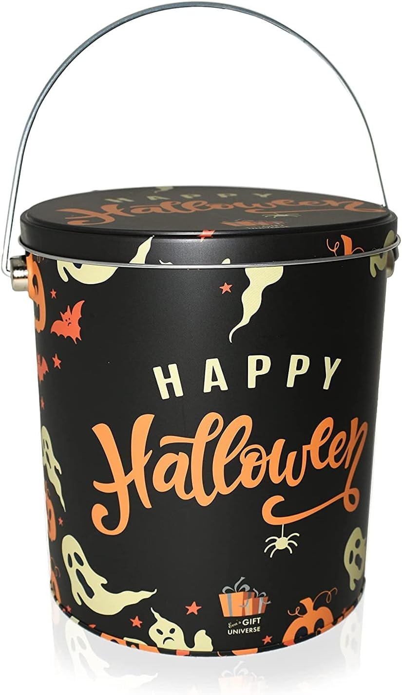 Halloween Trick or Treat Tin Bucket, Black Tin Pails with Handle, 4 ...
