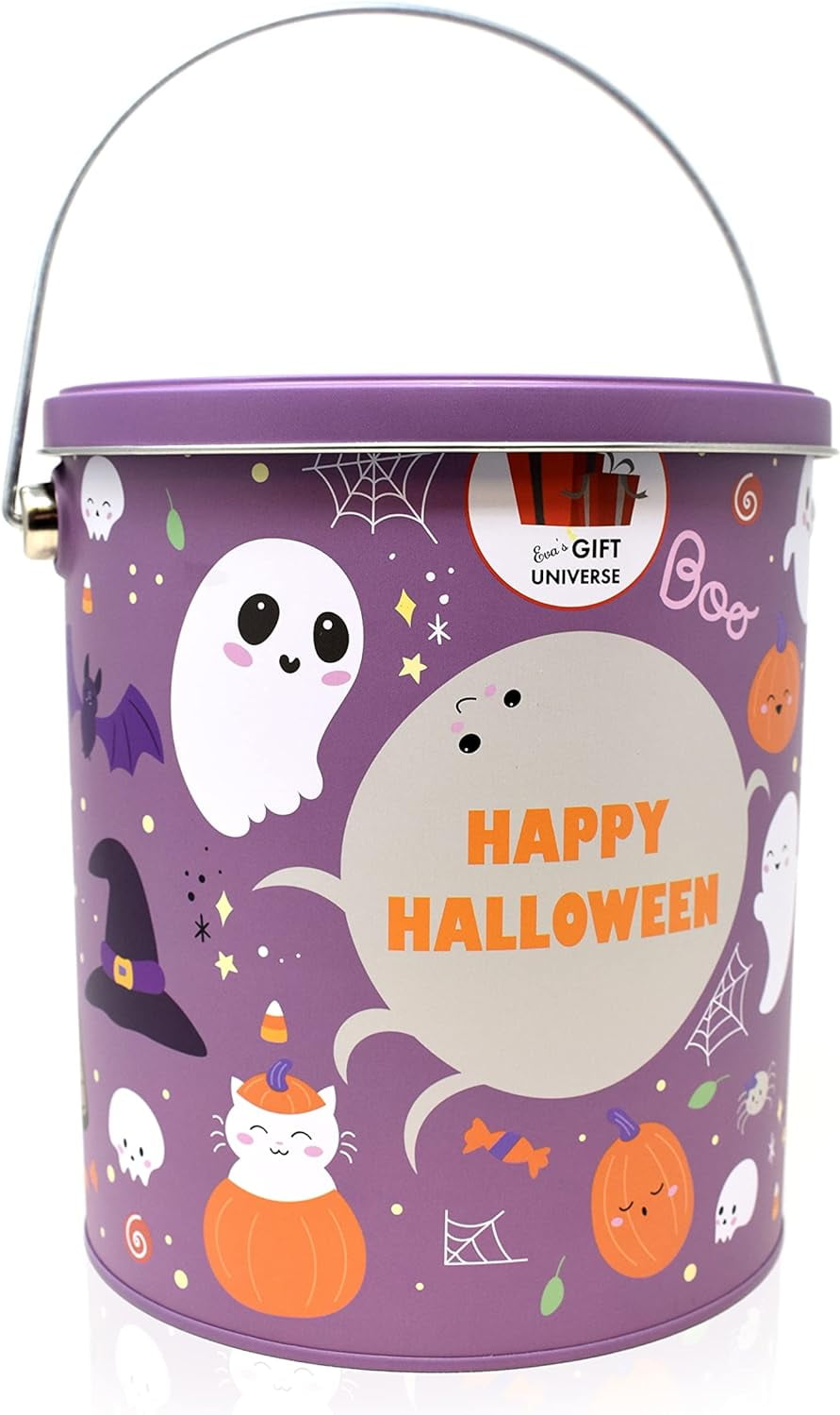 Halloween Trick or Treat Tin Bucket, Purple Tin Pails with Handle, 4 ...