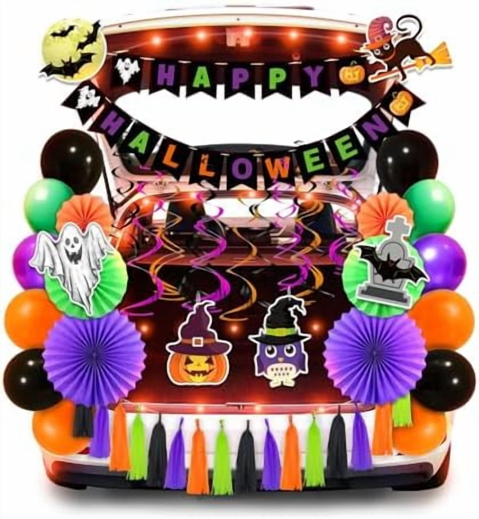 Halloween Trunk or Treat Car Decorations Kit with LED Lights, Happy ...