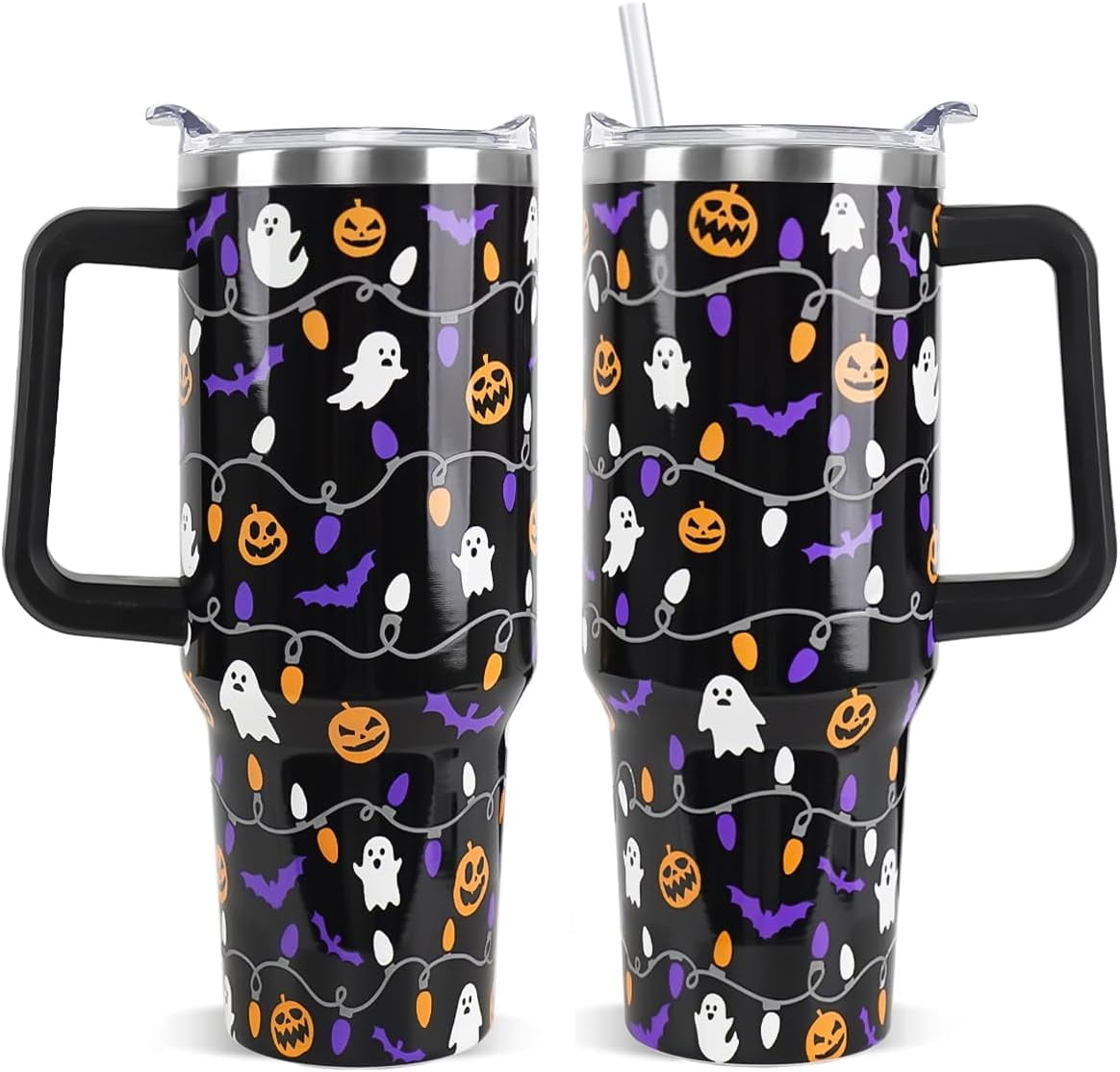 Halloween Tumbler 40 oz Pumpkin Ghost BatsTumbler Cute Goth Ghosts Leak ...