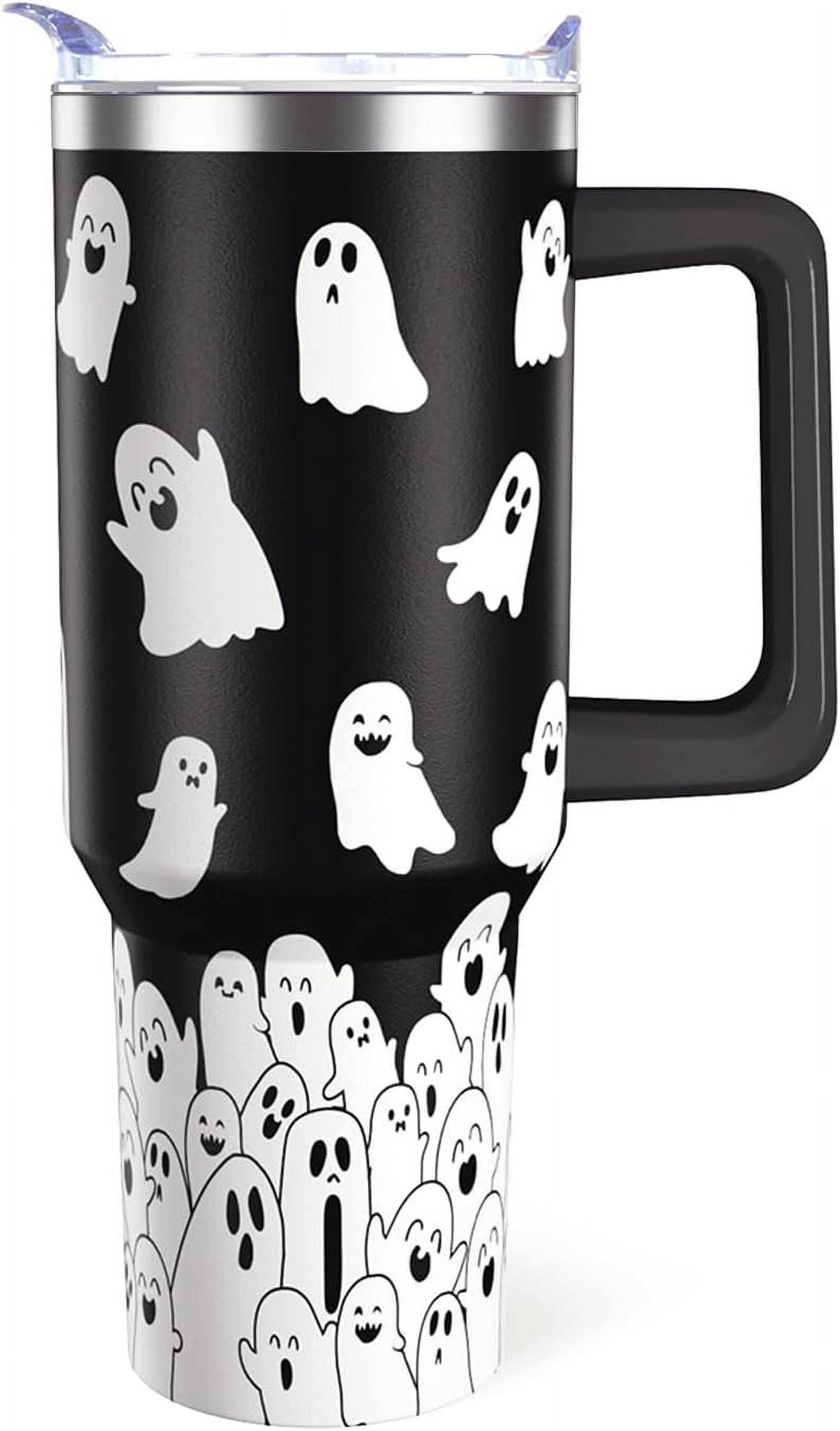 Halloween Tumbler 40oz Cute Ghost Spooky Tumblers with Lid and Straw ...