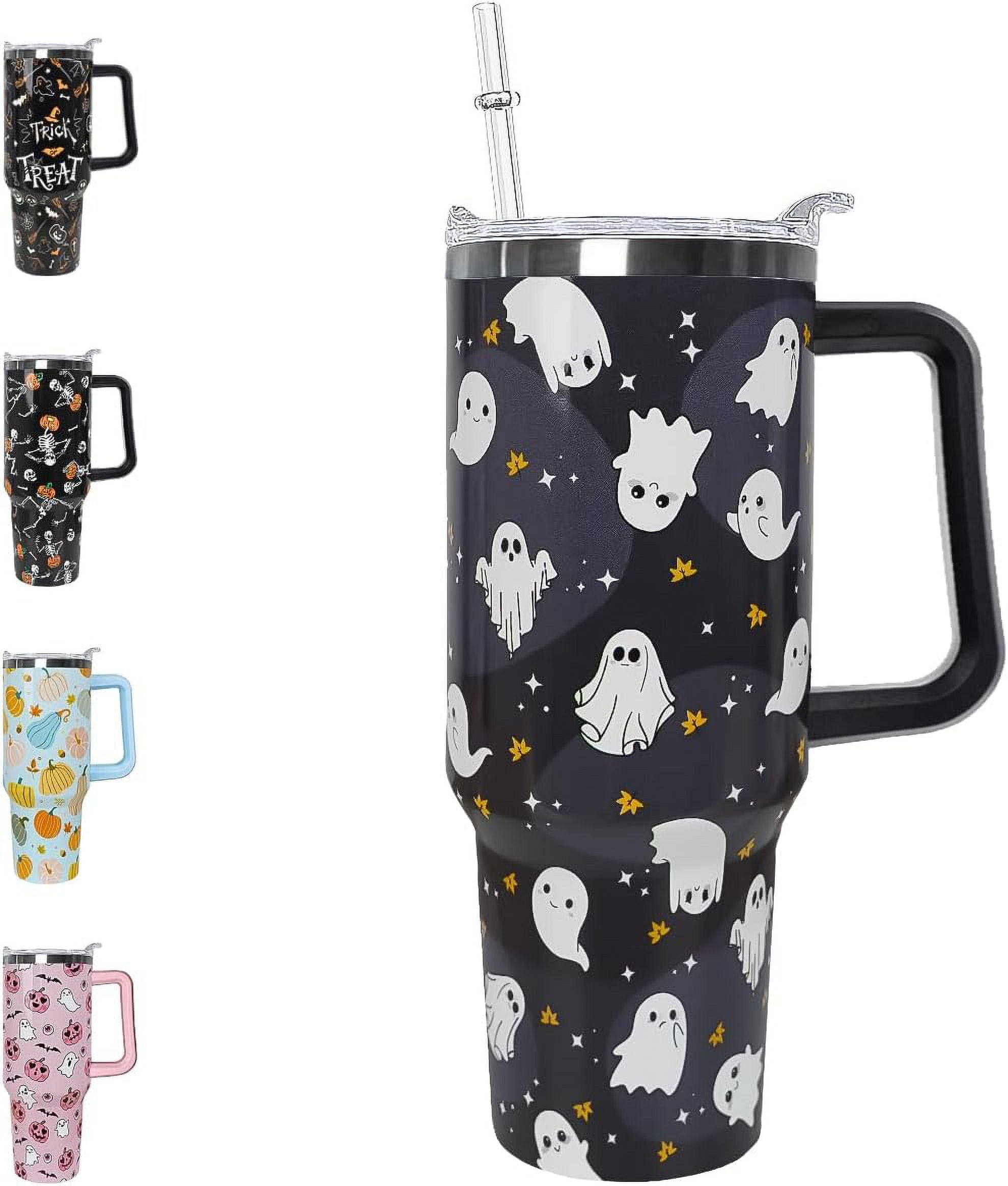 Halloween Tumbler 40oz Ghost Tumbler Cute Ghosts Cups Leak Proof Tumbler Insulated Coffee Travel ...