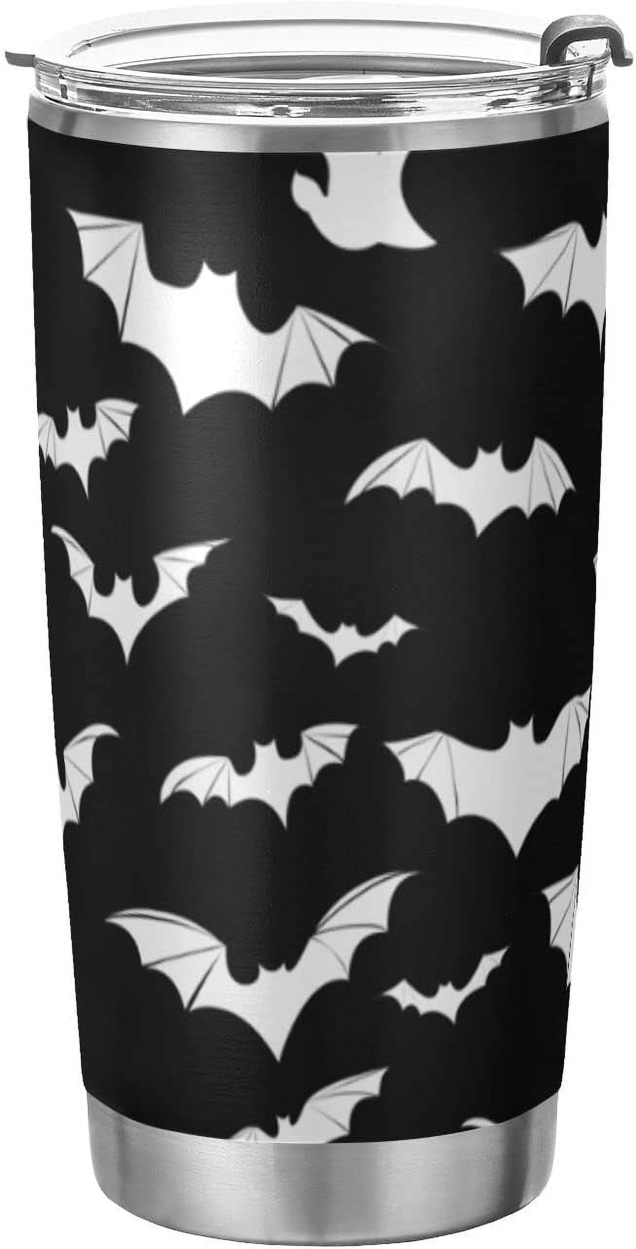Halloween Tumbler Bat Black White Insulated Coffee Cup Back to School ...