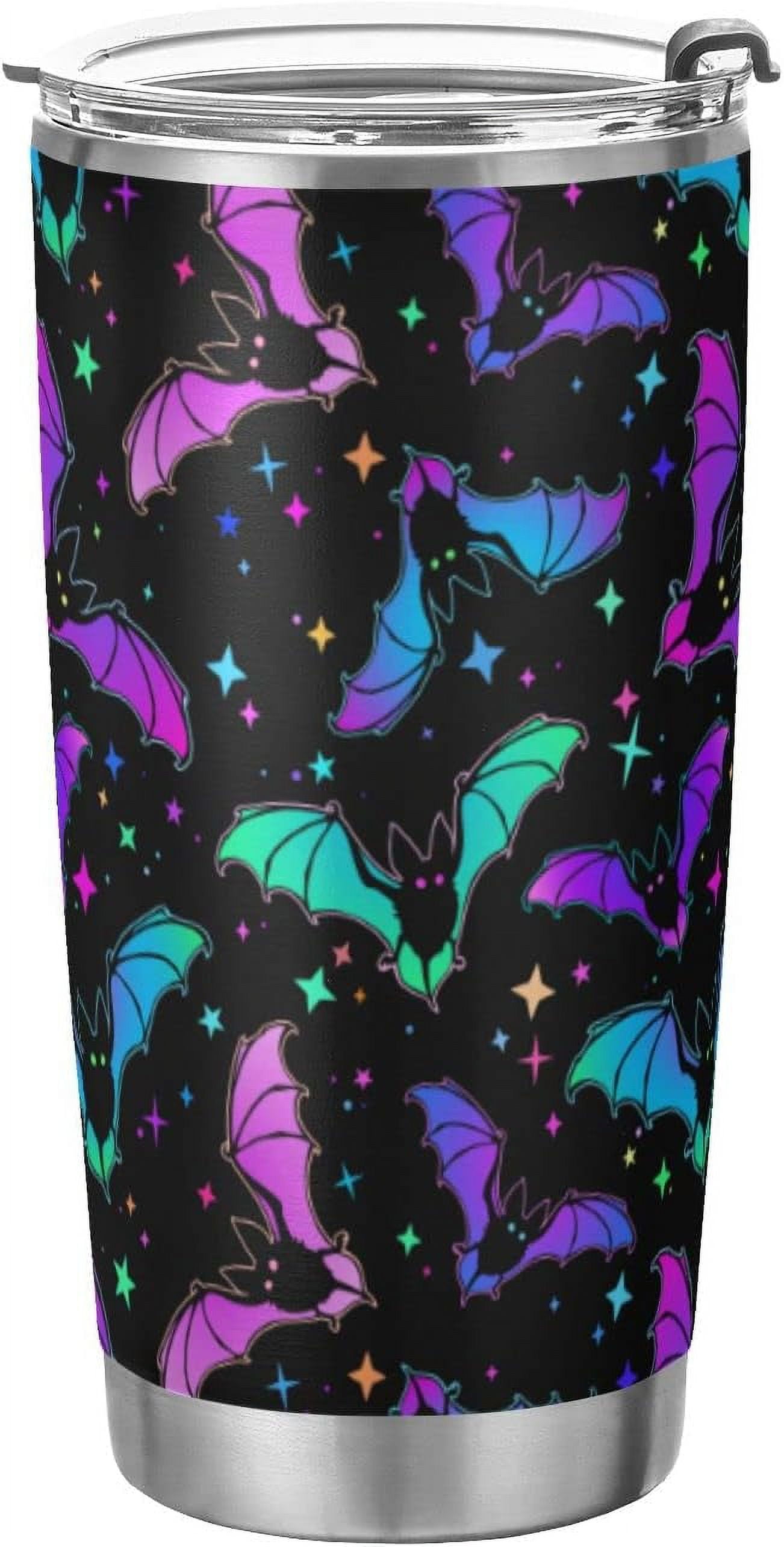Halloween Tumbler Bat Star Neon Insulated Coffee Cup Back to School ...