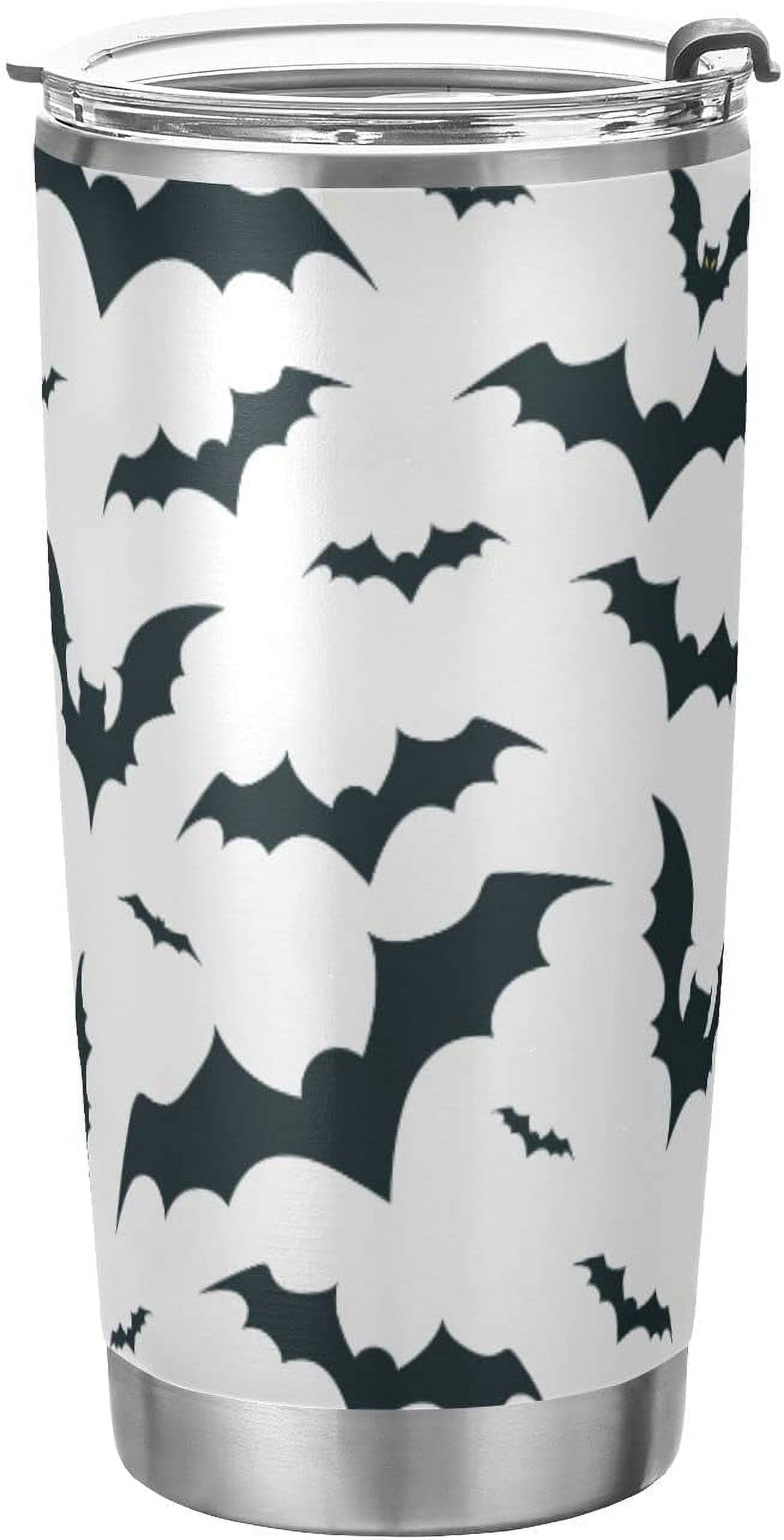 Halloween Tumbler Black Cool Bat Insulated Coffee Cup Back to School ...